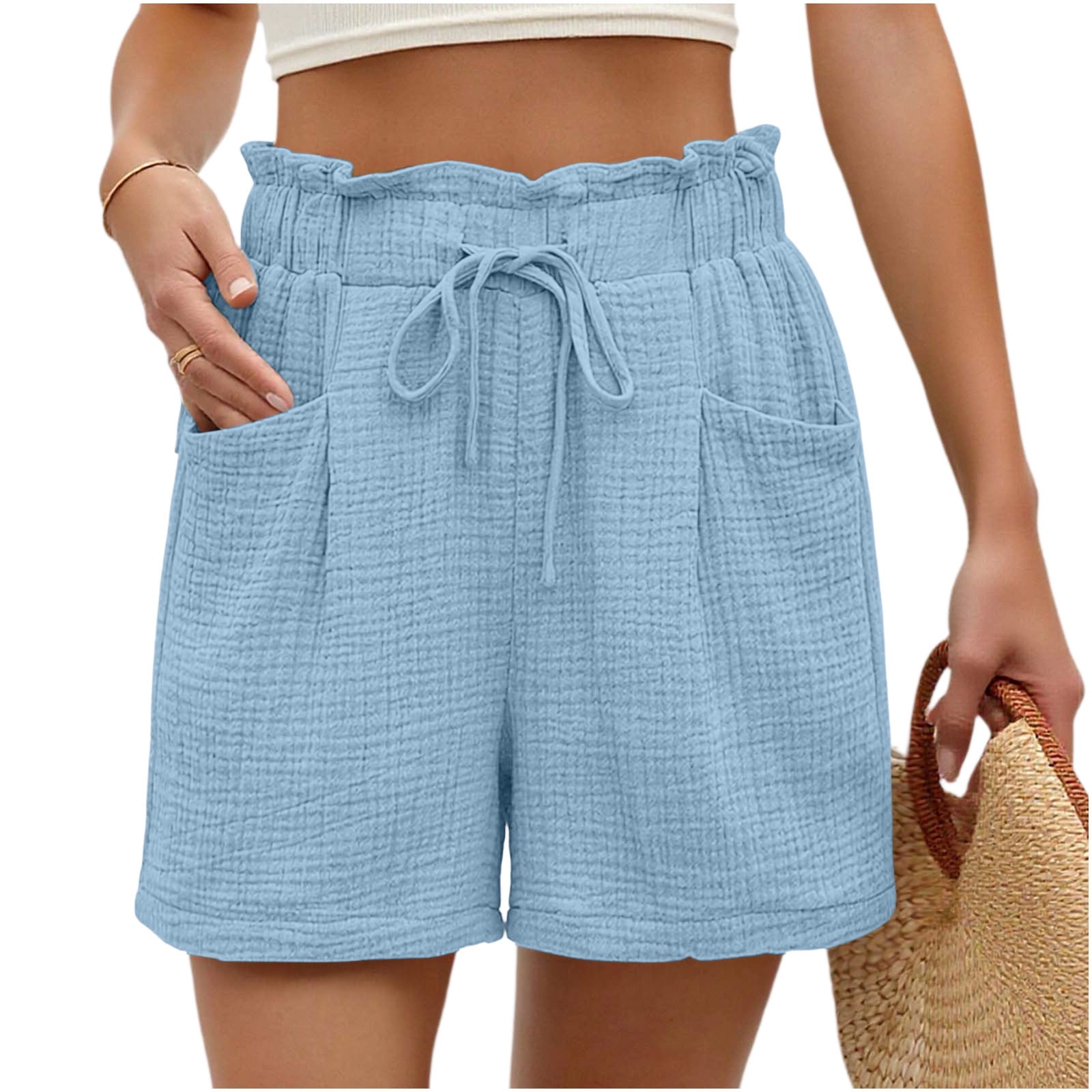 Casual Shorts For Women Pocketed Wide Leg Lace Trim City Walk Street ...