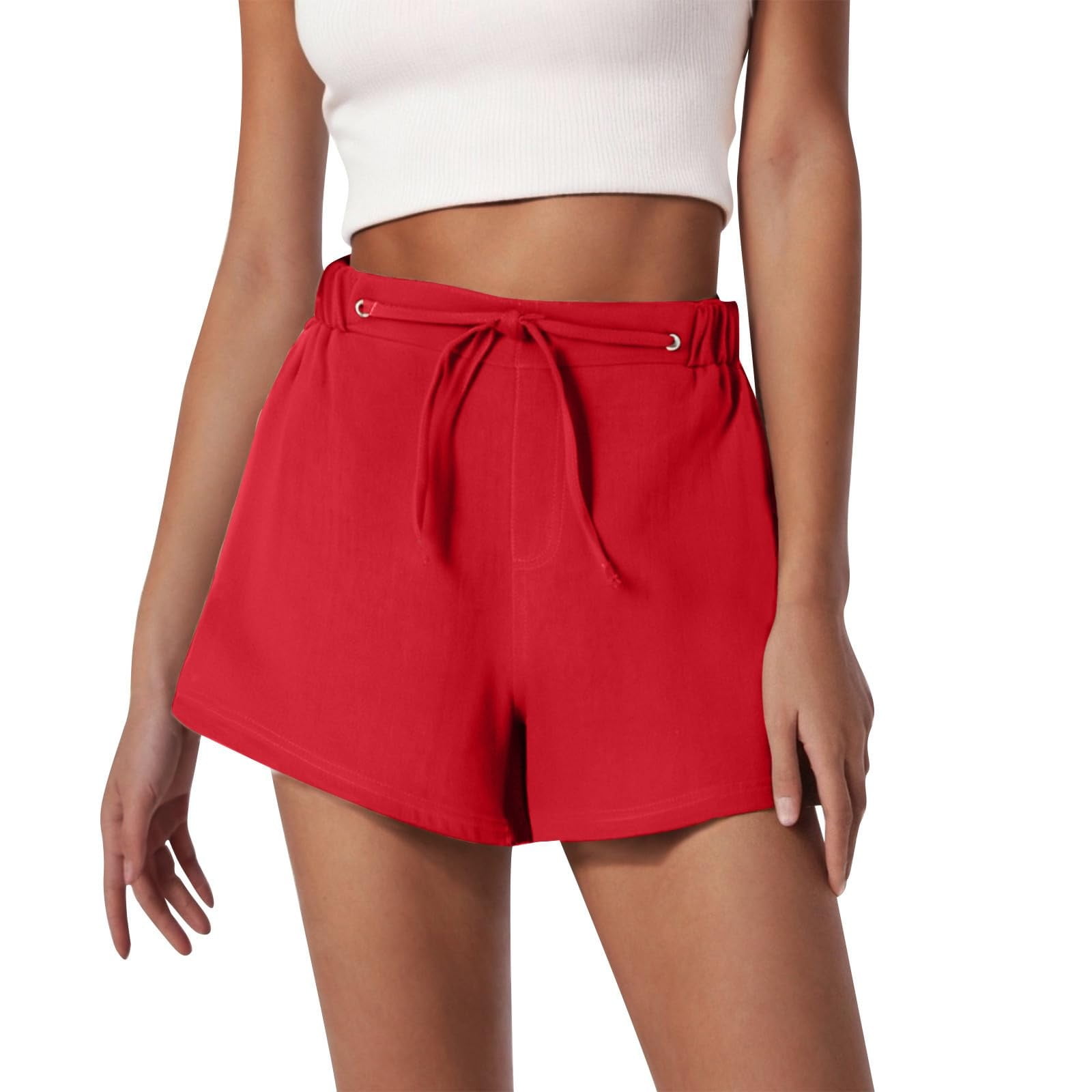 Casual Shorts for Women Summer Solid Color High Waisted Work Shorts ...