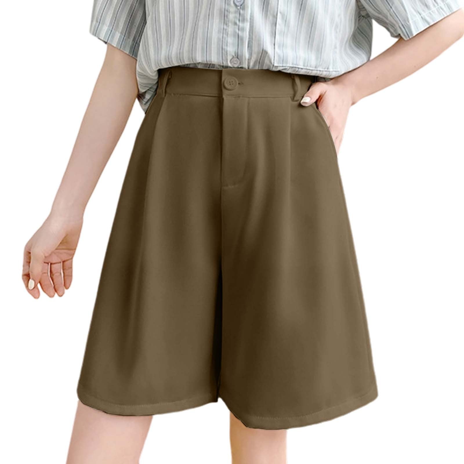 Casual Shorts Women Versatile Length Button Fundamental Wardrobe Womens ...