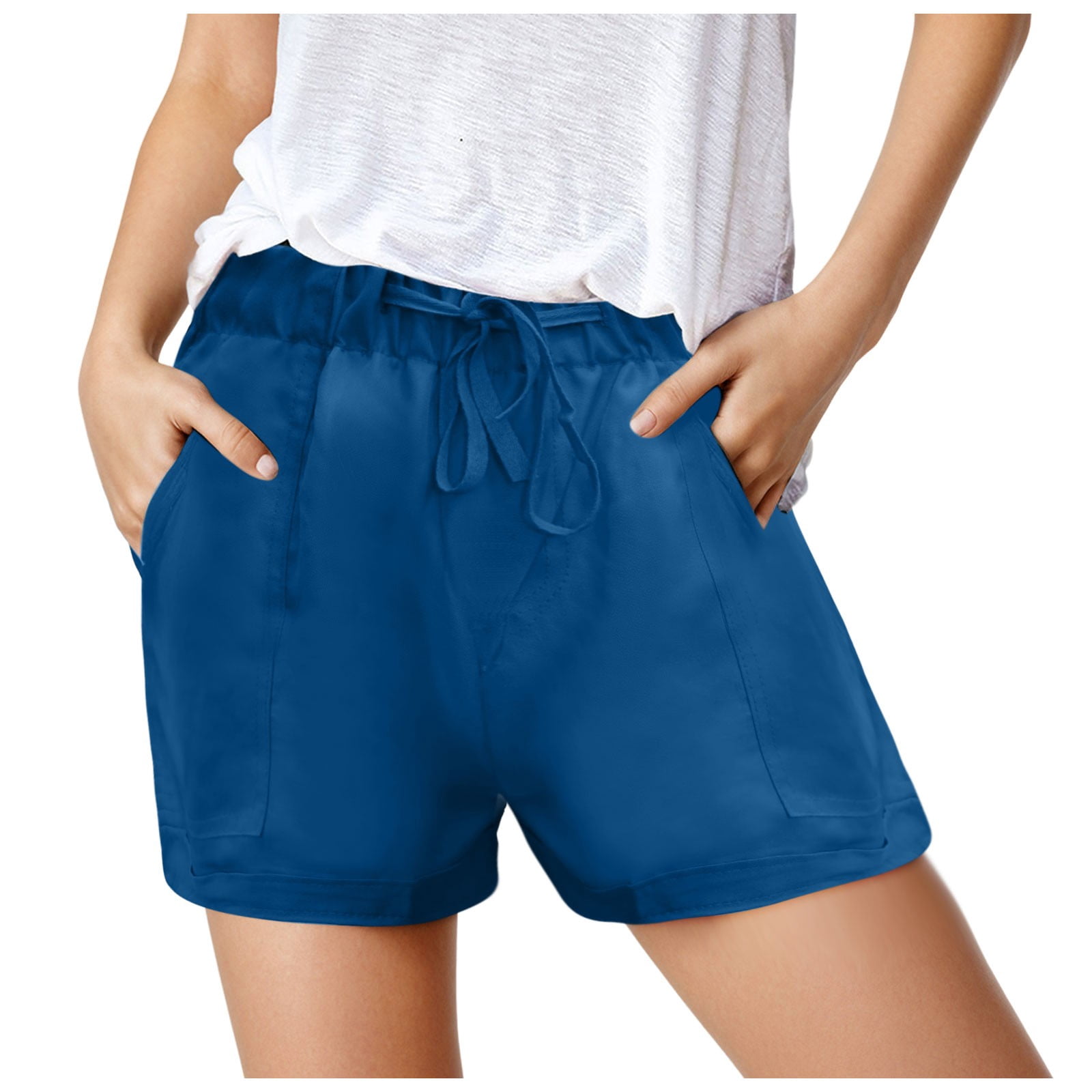 Casual Shorts Women's Summer High Waisted Lace Up Baggy Wide Leg Pants ...