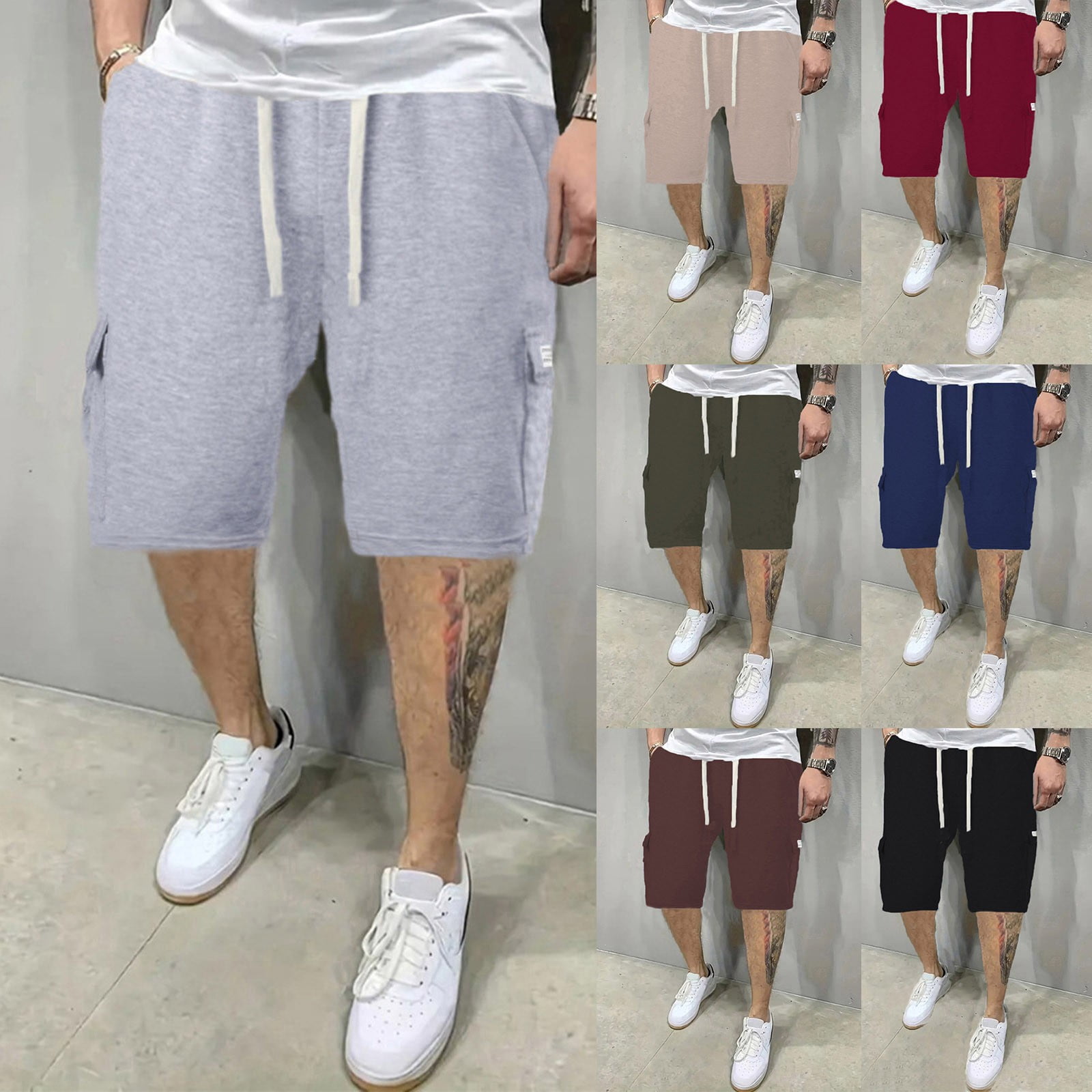 Casual Shorts for Men Solid Color Lightweight Summer Work Shorts with ...