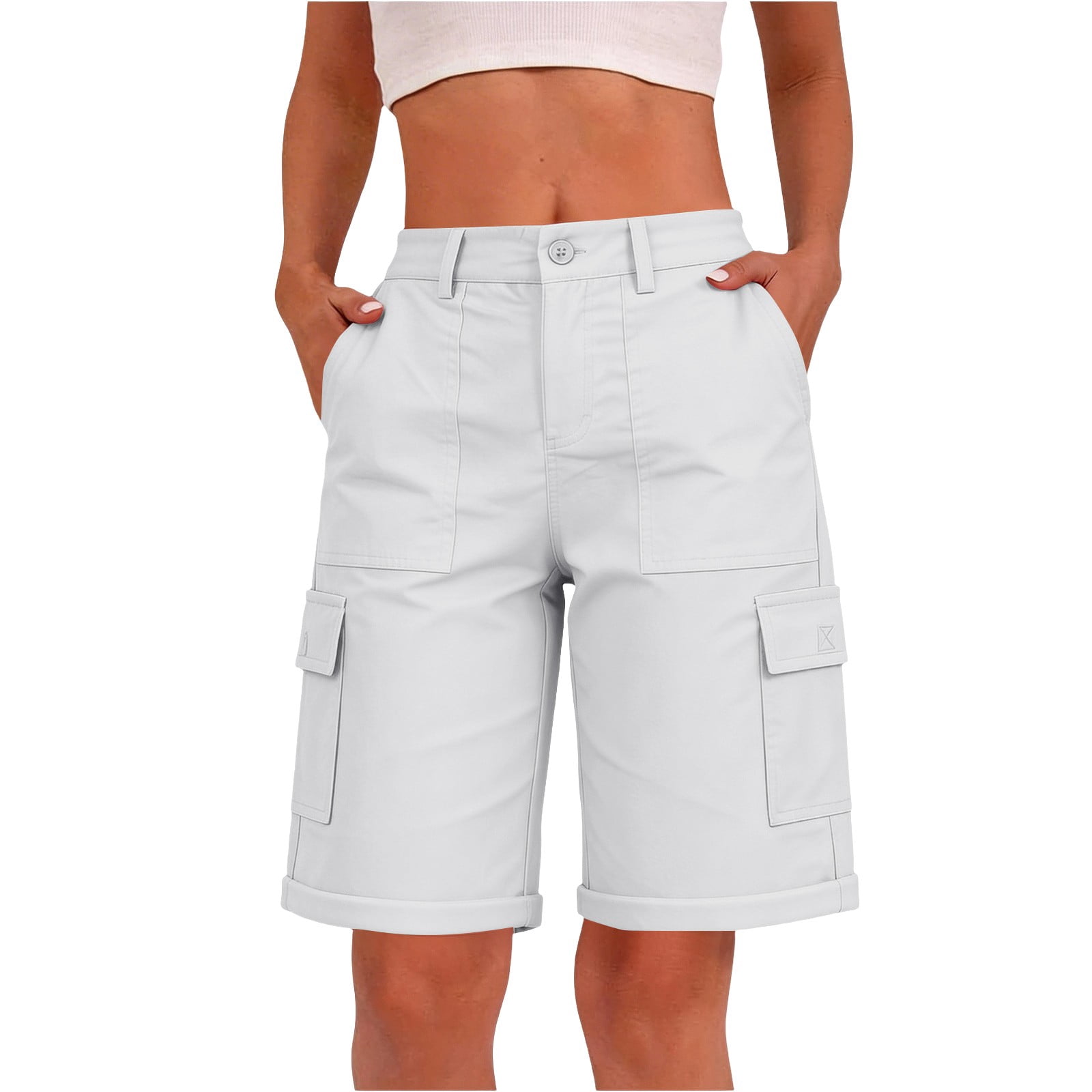 Casual Shorts for Women 2026 Summer Comfy Cargo Knee Length Solid High ...