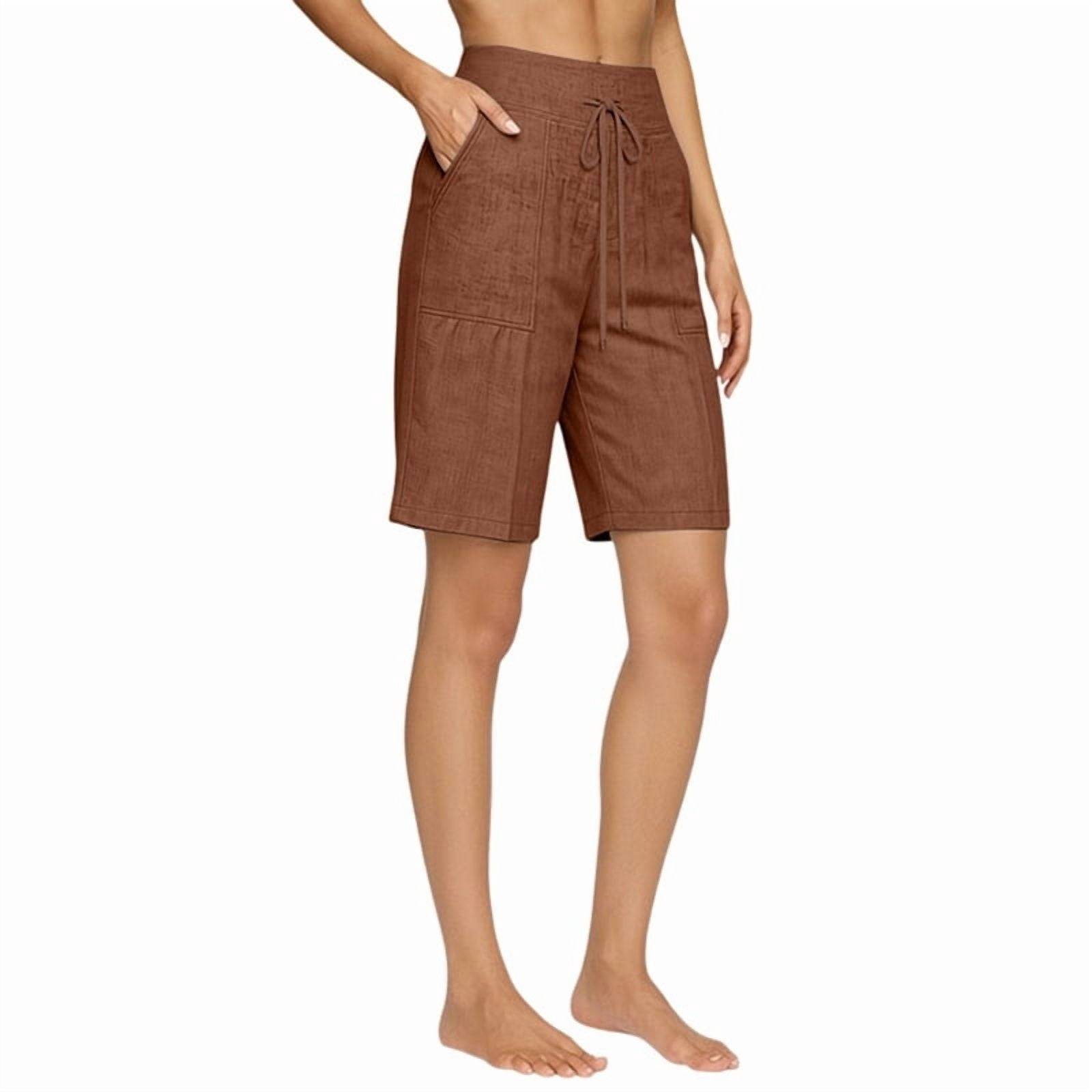 Casual Shorts for Women Knee Length Loose Wide Leg Elastic Waist Short ...
