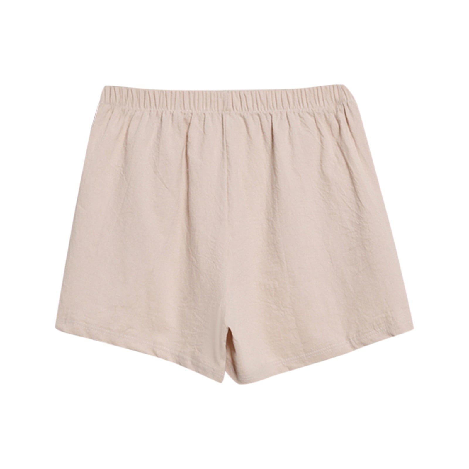 Casual Shorts for Women Solid Cotton And Linen Pocket Elastic Waist ...