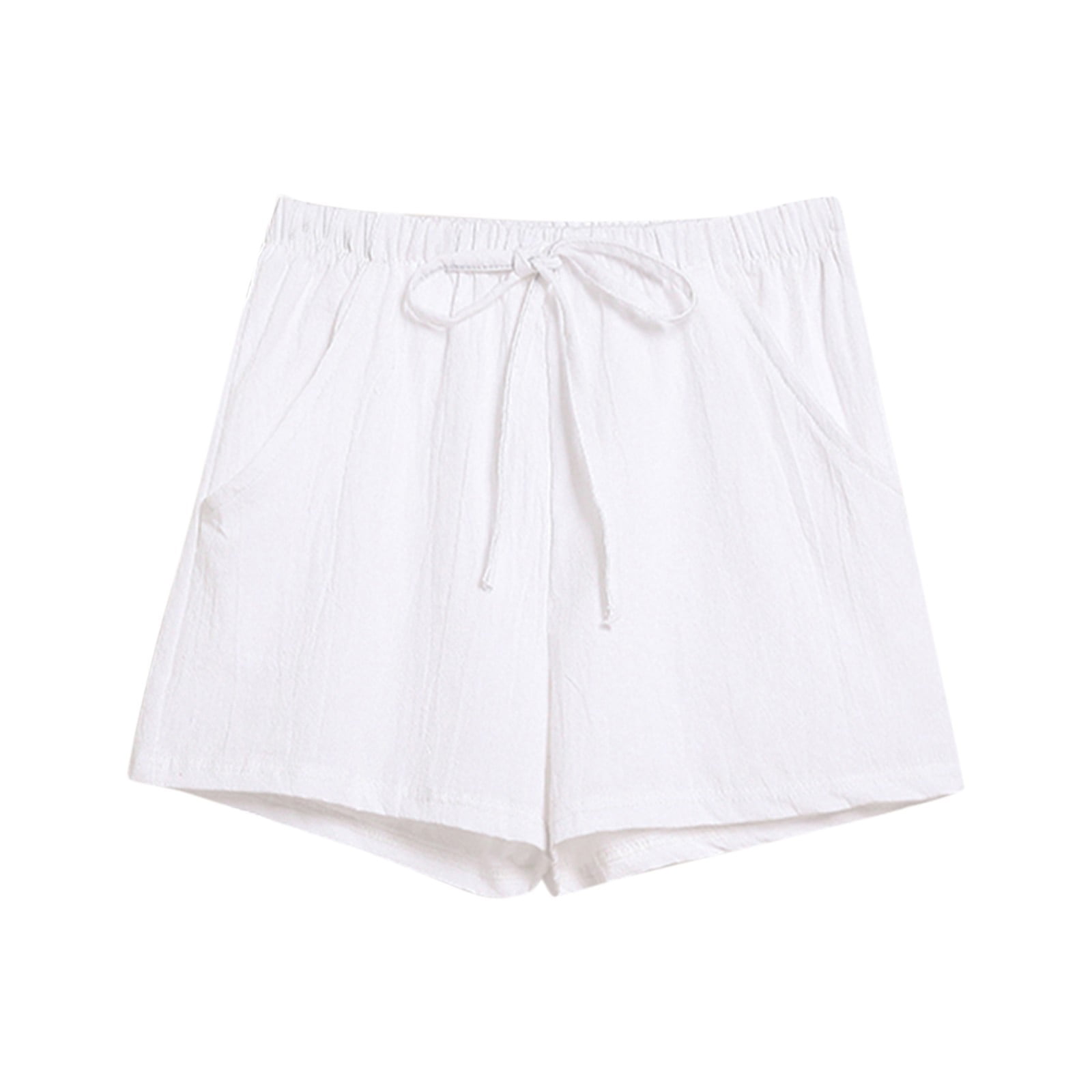 Walmart Women's Casual Shorts, Solid Cotton and Linen, Elastic Waist ...