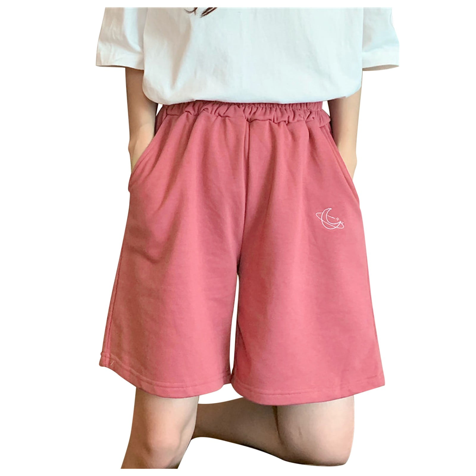 Casual Shorts for Womens - Embroidered Letter Print Shorts with Pockets ...