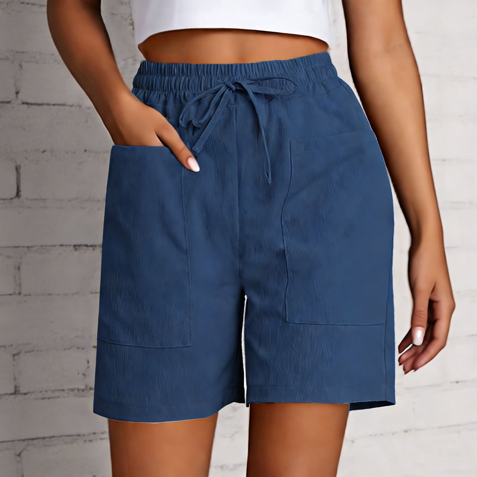 Casual Shorts with Large Pockets for Everyday Wear Lightweight Elastic ...