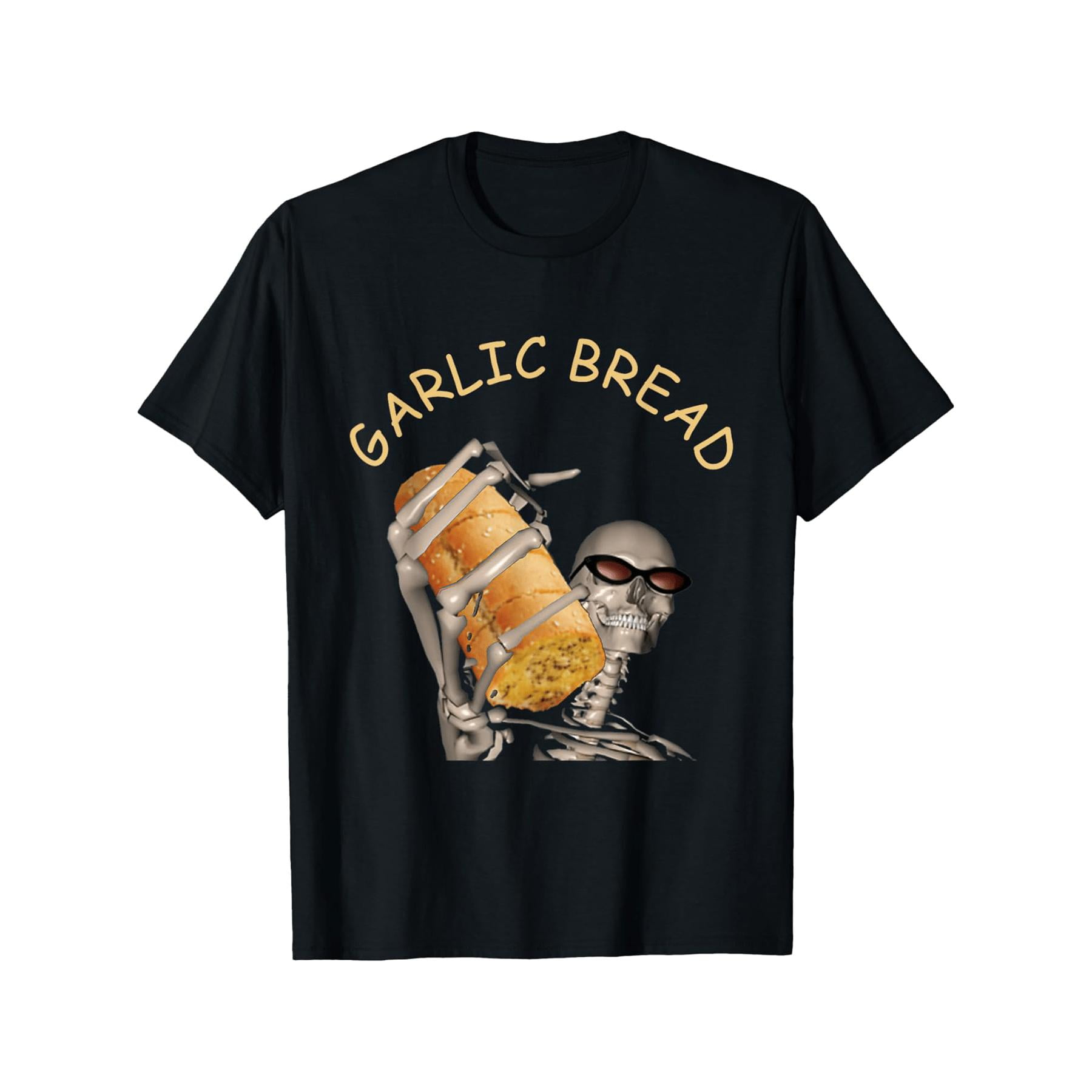 Casual Skull Graphic T Shirt,Garlic Bread Print, Summer Tops, Short ...