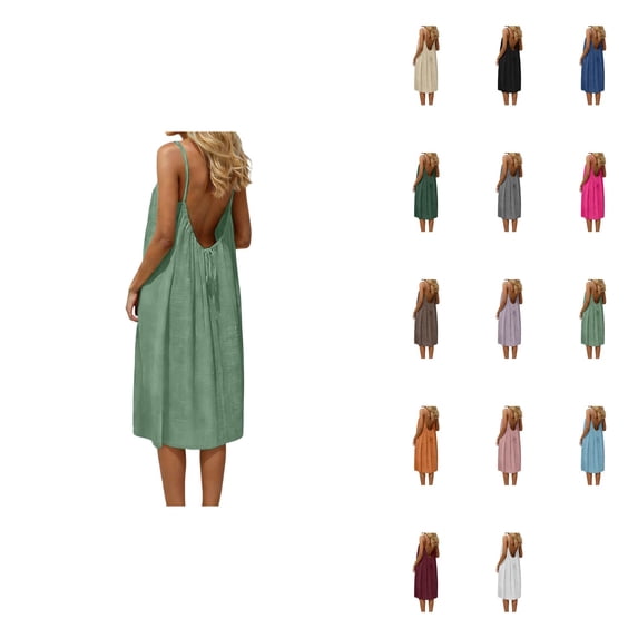 Casual Sleeveless Open Back Loose Fit Maxi Dress for Women, Backless ...