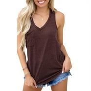 UVN Summer Tank Tops for Women V Neck Sleeveless T Shirts Loose Casual ...