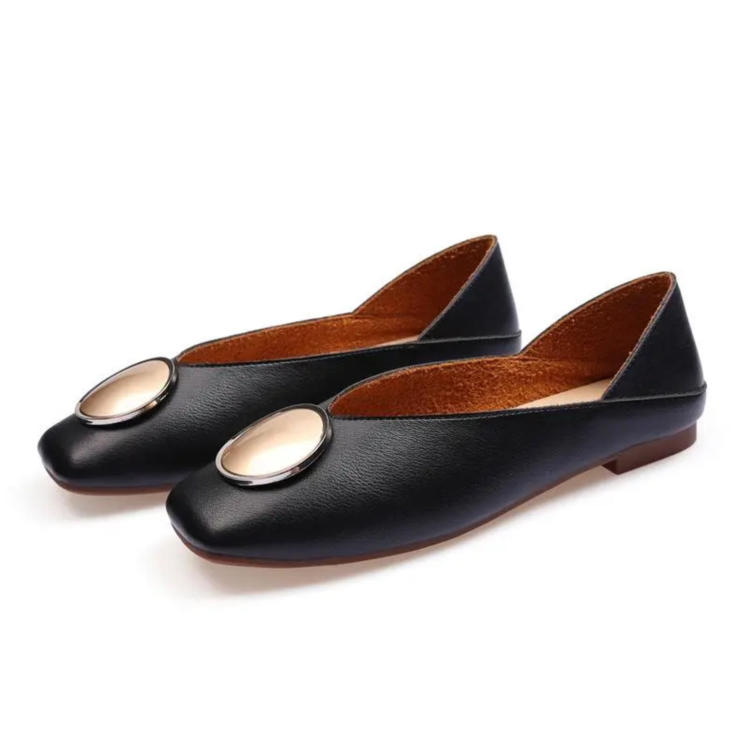 Casual Slingback Flat Shoes for Womens Formal Pull-ons Square Toe ...