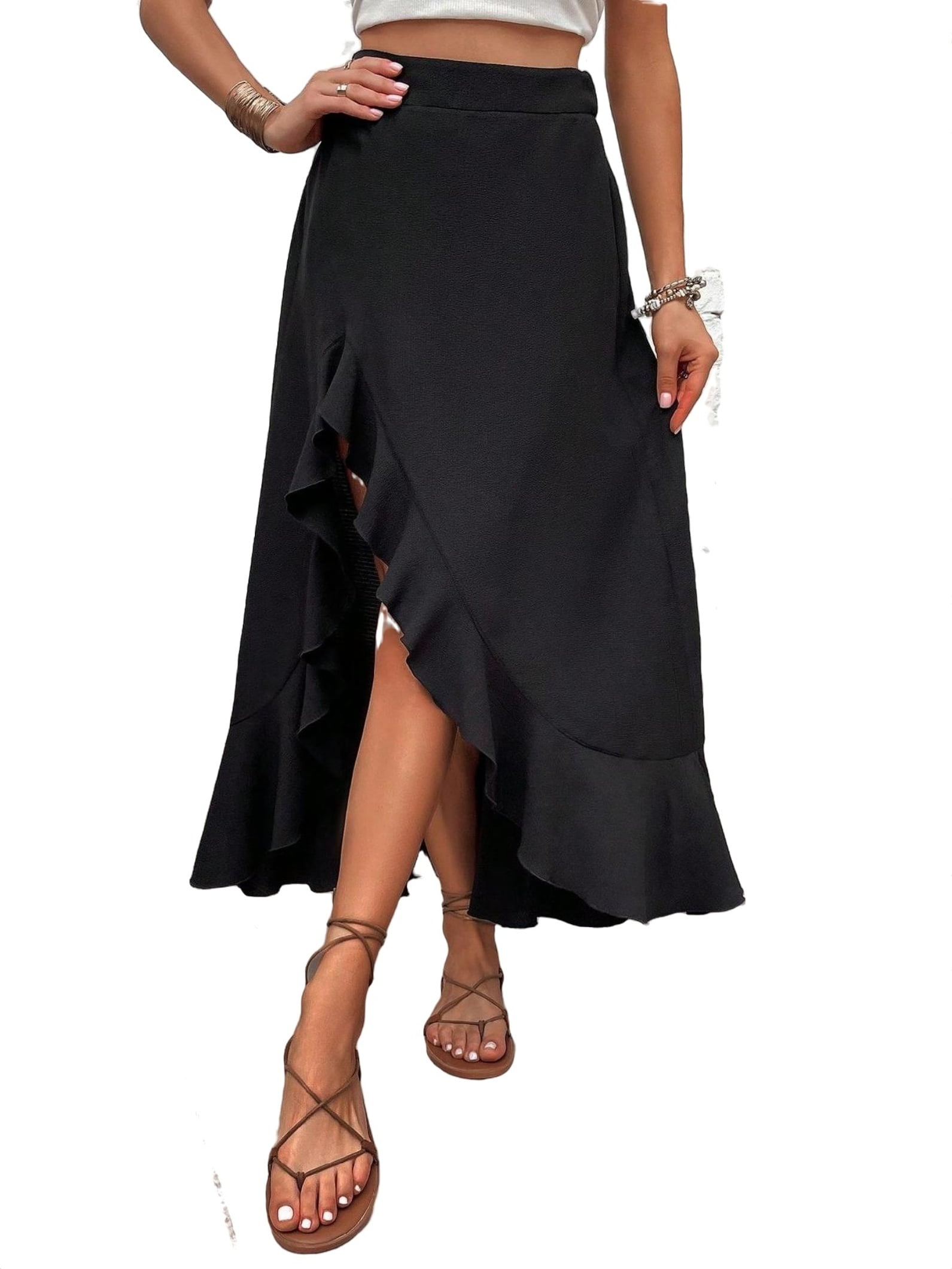 Casual Slit Skirt Black Womens Skirts (Women's) - Walmart.com