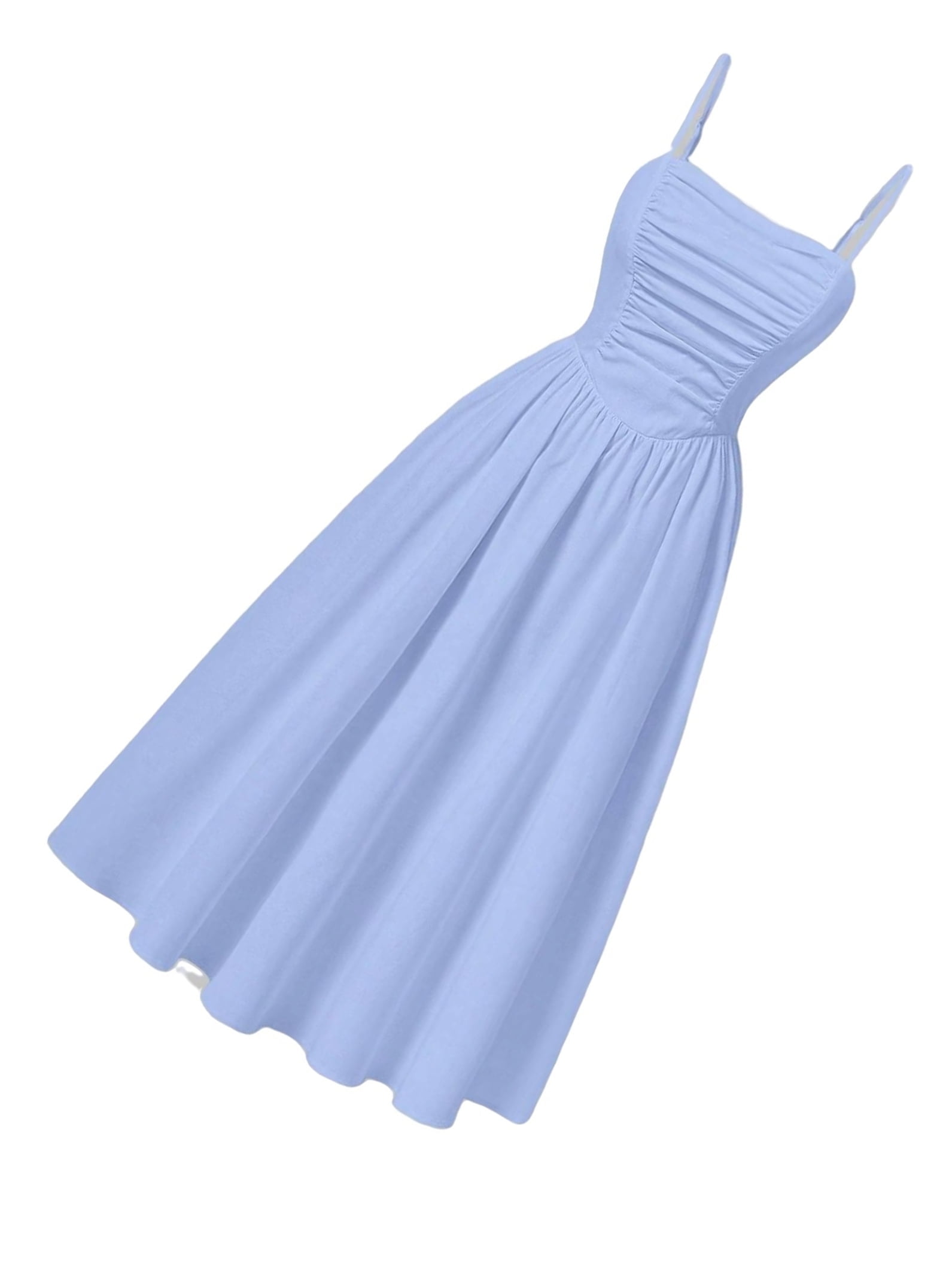 Casual Solid Cami Spaghetti Strap Baby Blue Women Dresses - Walmart.com