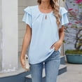 Casual Solid Color Crew Neck Double Layer Short Sleeve T Shirt Top for ...