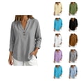 Casual Solid Color Stand Collar Button Down Long Sleeve Shirt With ...