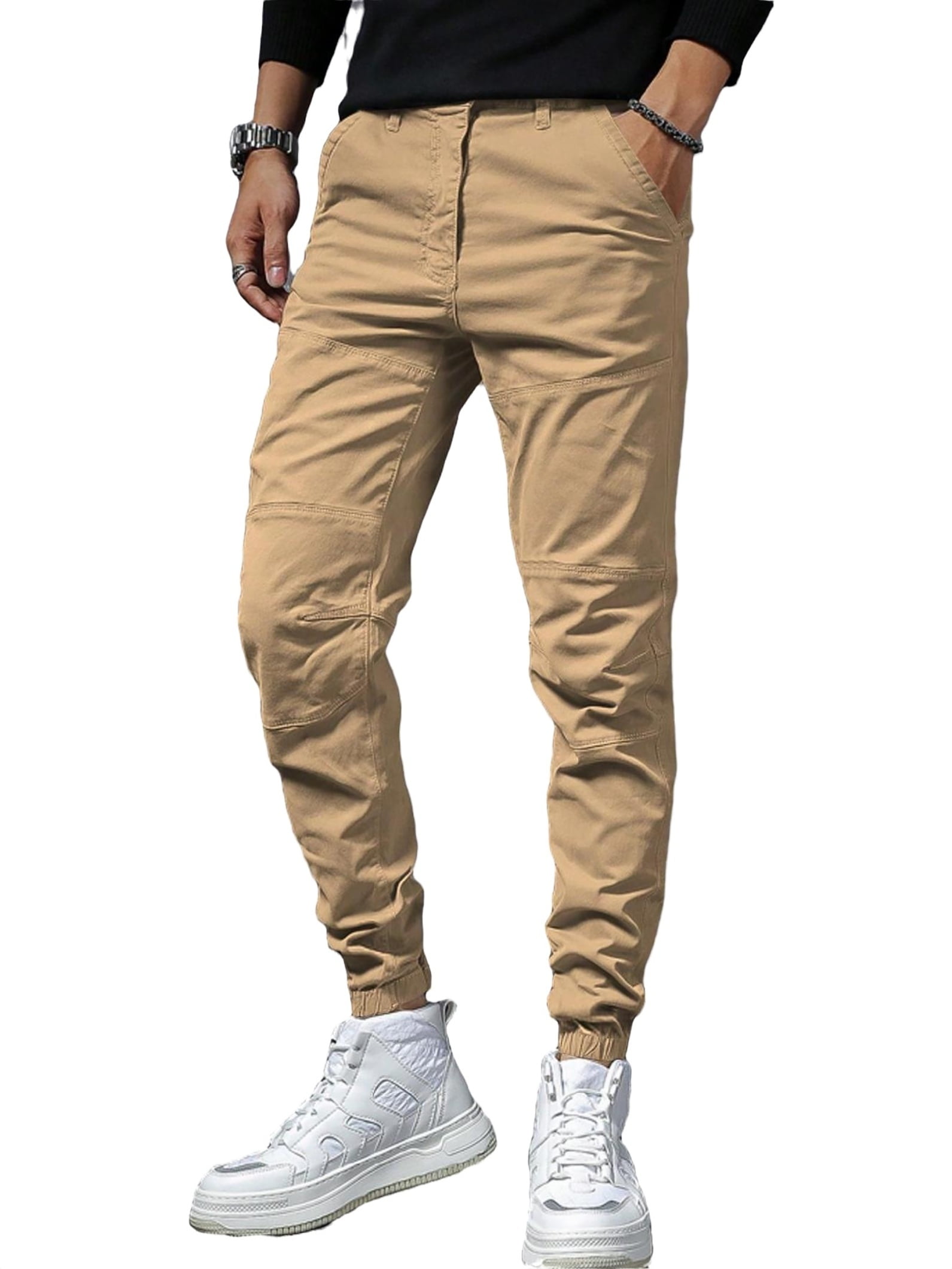 Casual Solid Jogger Khaki Men Pants (Men's) - Walmart.com