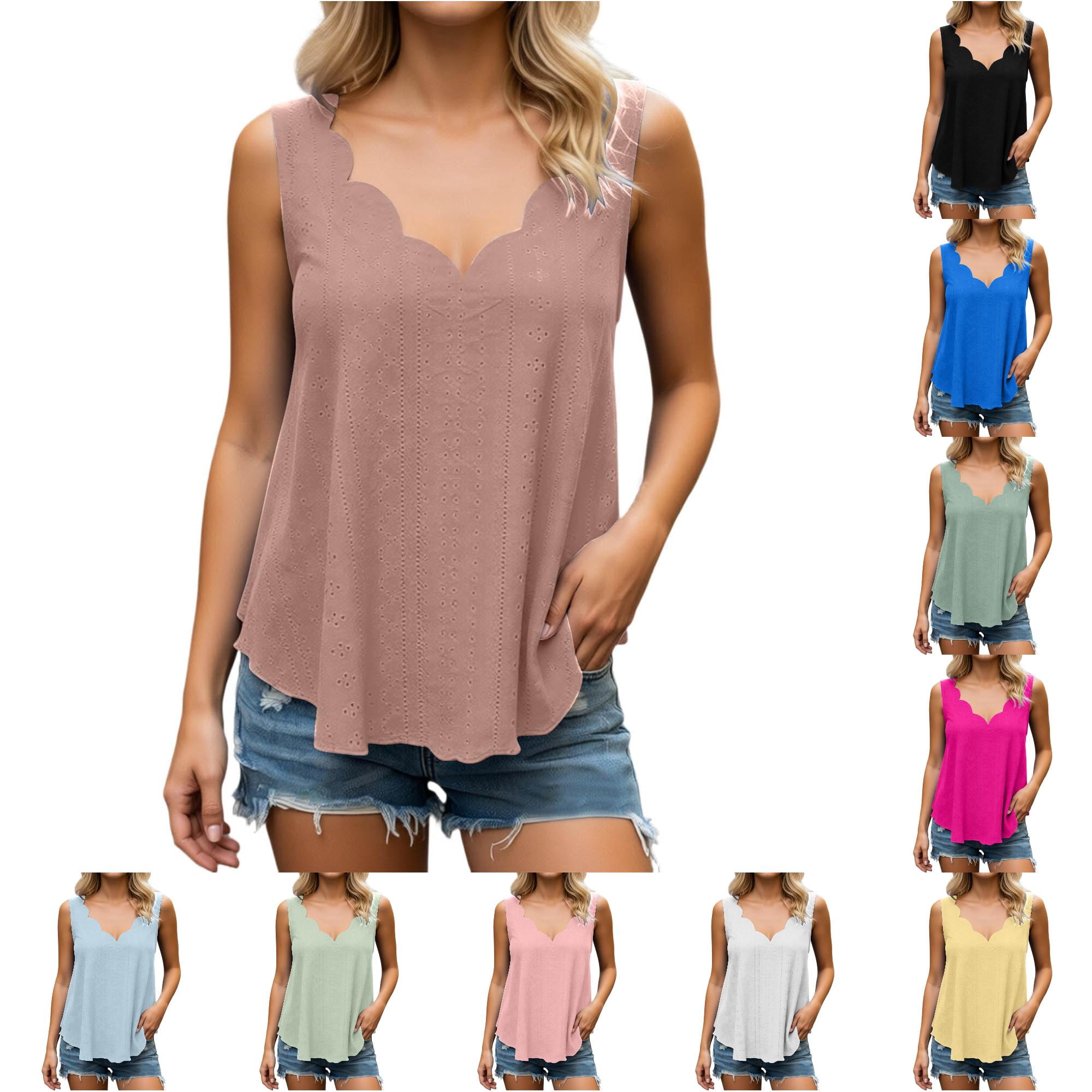 Casual Solid Pearl Edge Round Neck Titted Top For Summer Comfort Plus ...