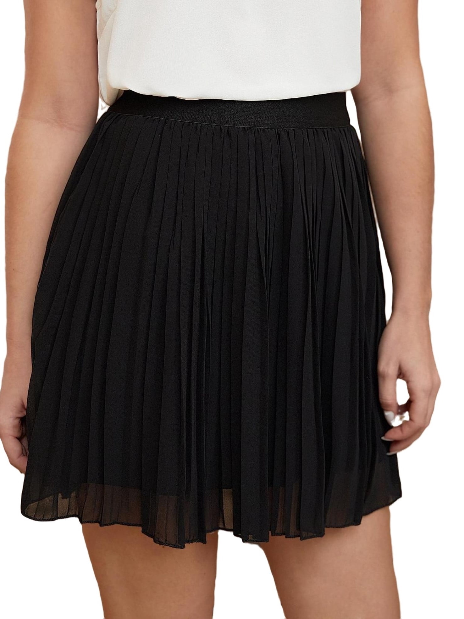 Casual Solid Pleated Black Women Skirts - Walmart.com