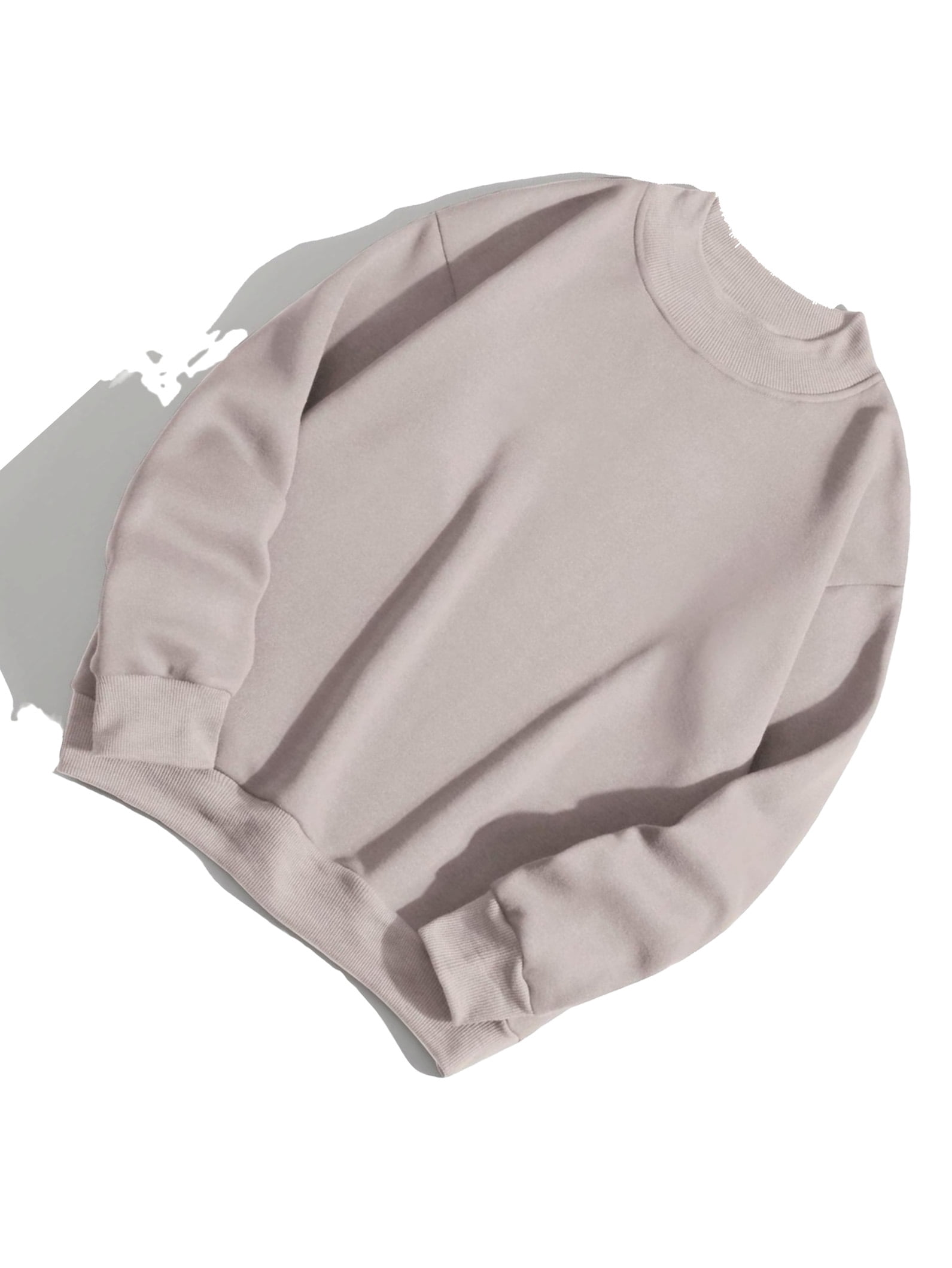 Casual Solid Pullovers Round Neck Khaki Women Sweatshirts - Walmart.com