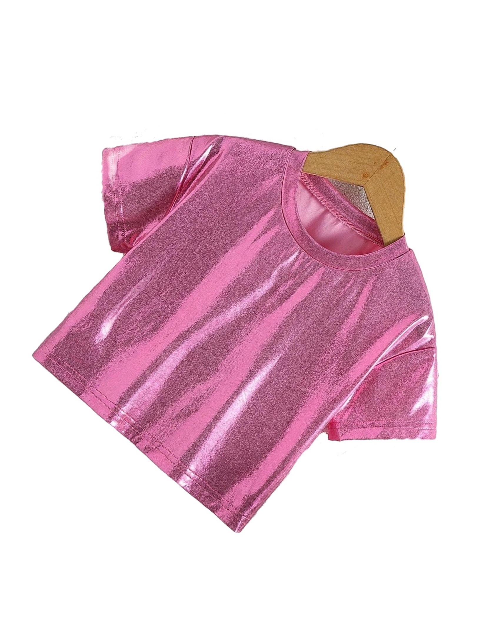 Casual Solid Round Neck Short Sleeve Hot Pink Color Young Girls T ...