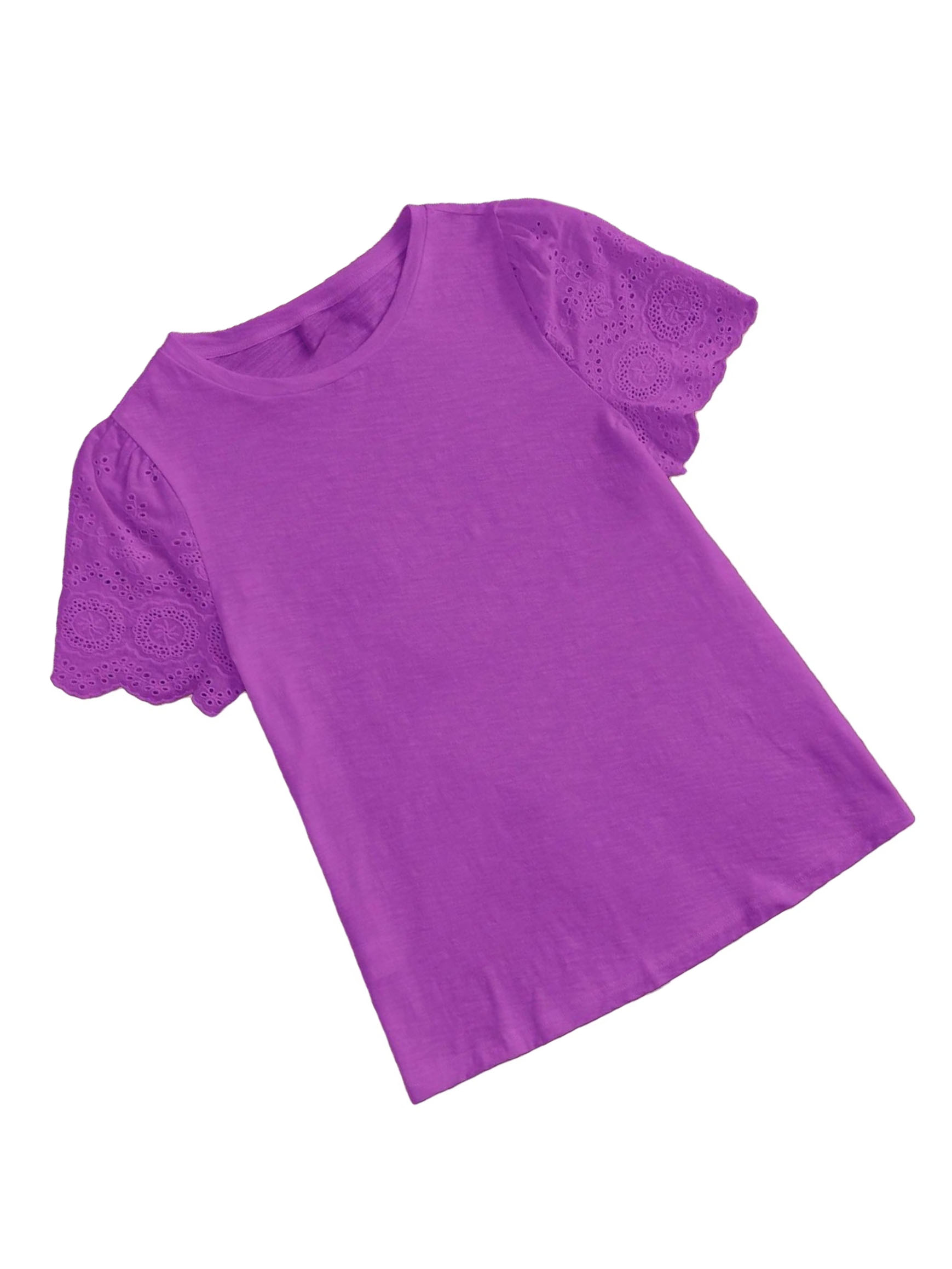 Casual Solid Round Neck Tee Short Sleeve Purple Plus Size T-shirts ...