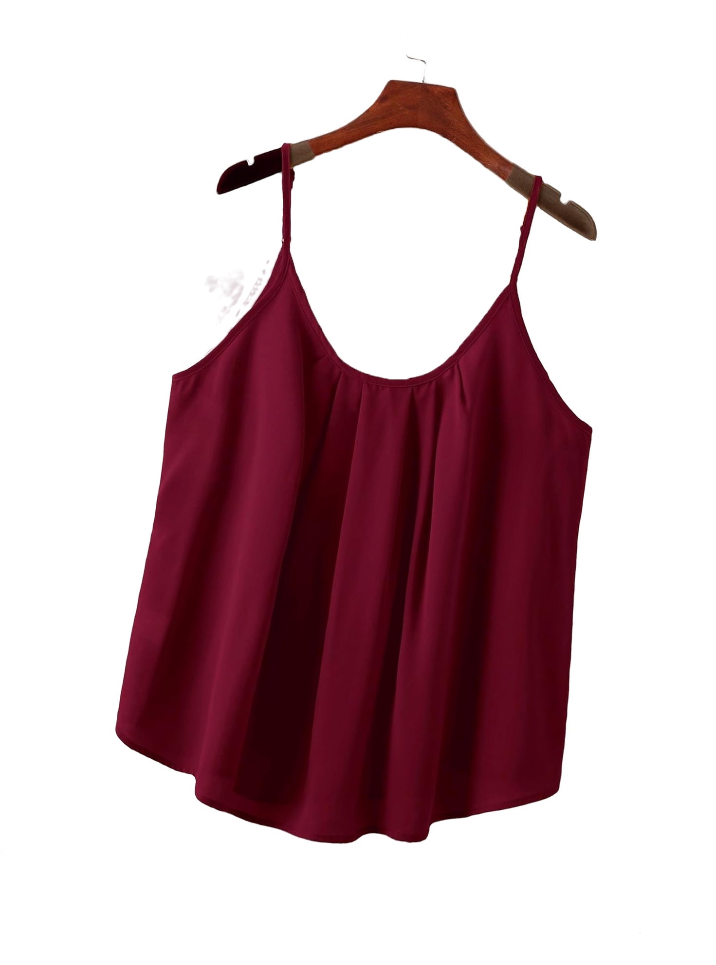 Casual Solid Spaghetti Strap Cami Burgundy Plus Size Tank Tops & Camis (Women's) - Walmart.com
