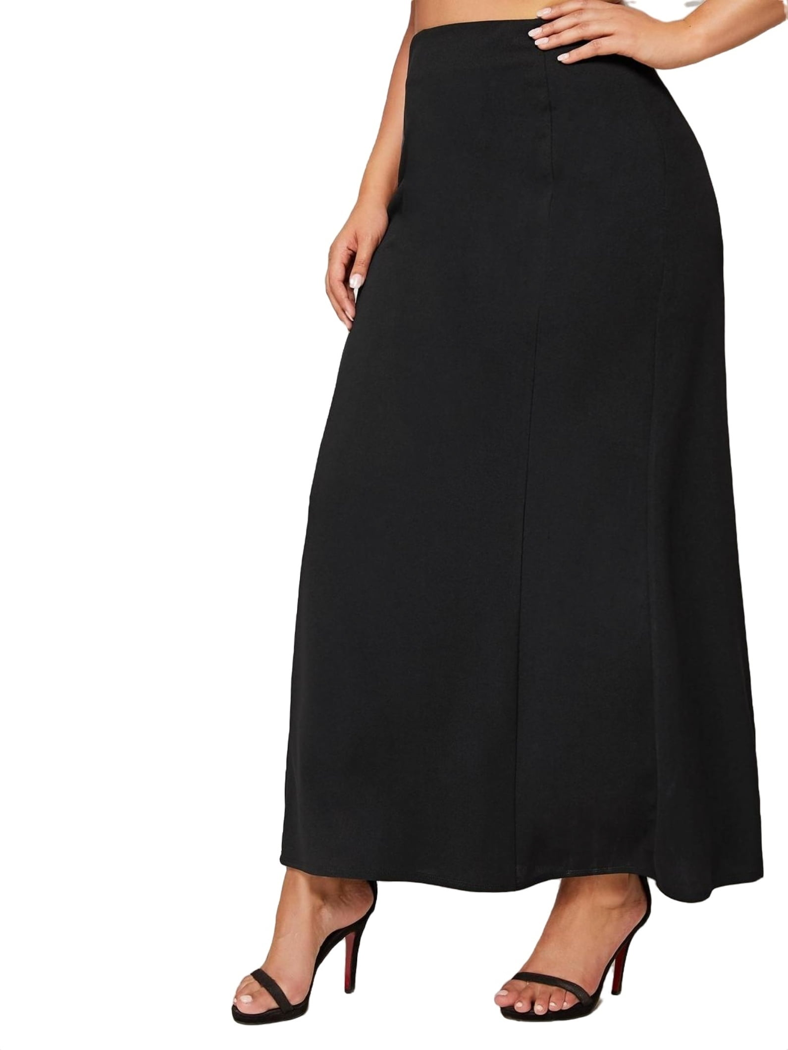 Casual Solid Straight Black Plus Size Skirts - Walmart.com