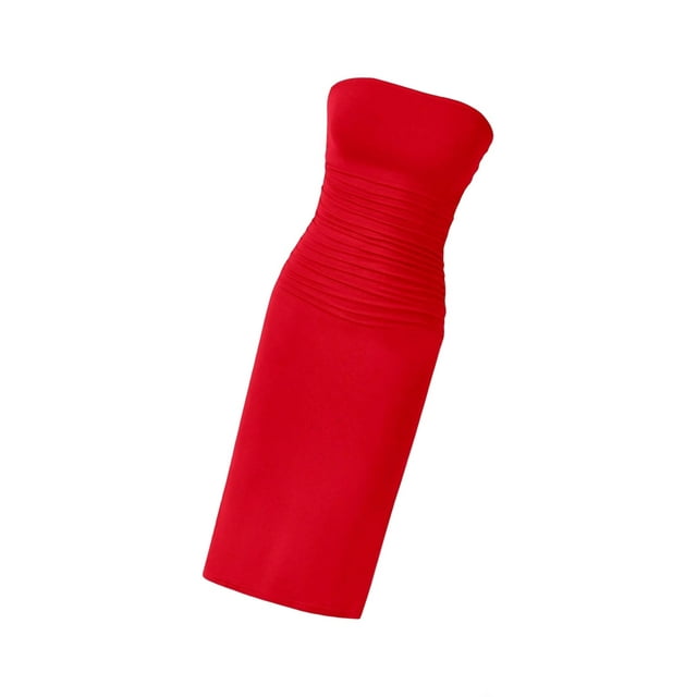 Casual Solid Strapless Bodycon Sleeveless Red Women Dresses (Women's ...