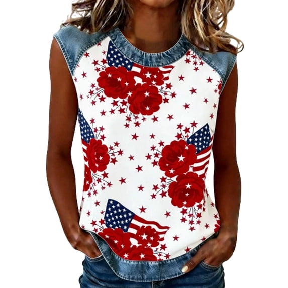 Casual Spaghetti Strap Tank Top With Patriotic Print For Summer Comfort ...