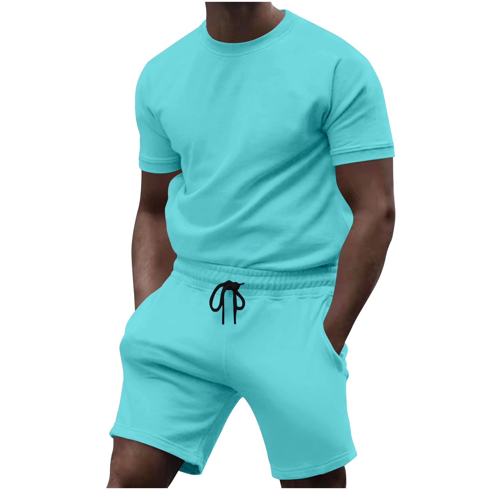 Casual Sport Set for Men Short Sleeve Crewneck T Shirt and Shorts ...