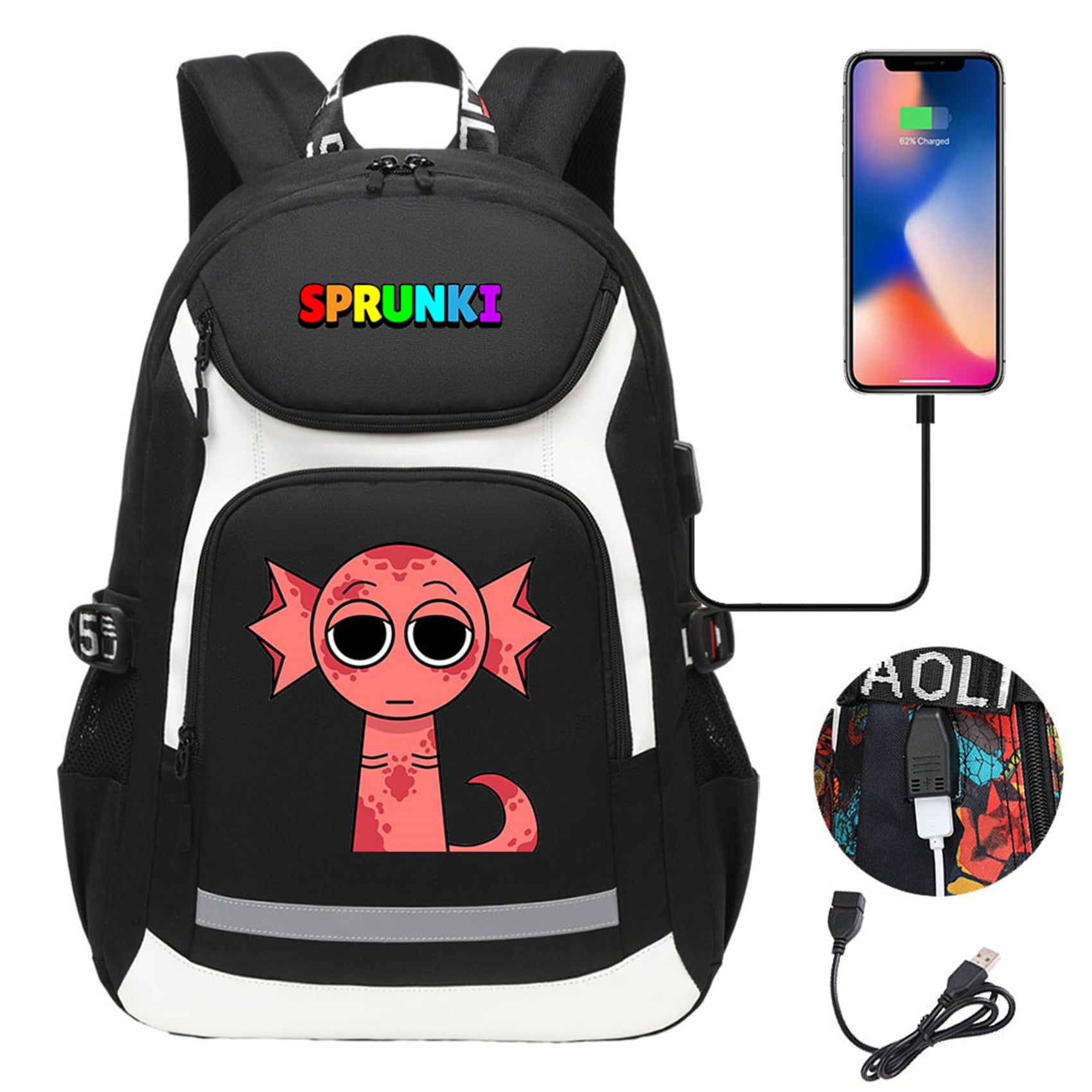 Casual Sprunki Backpack Student Back to School Book Bag Lightweight ...