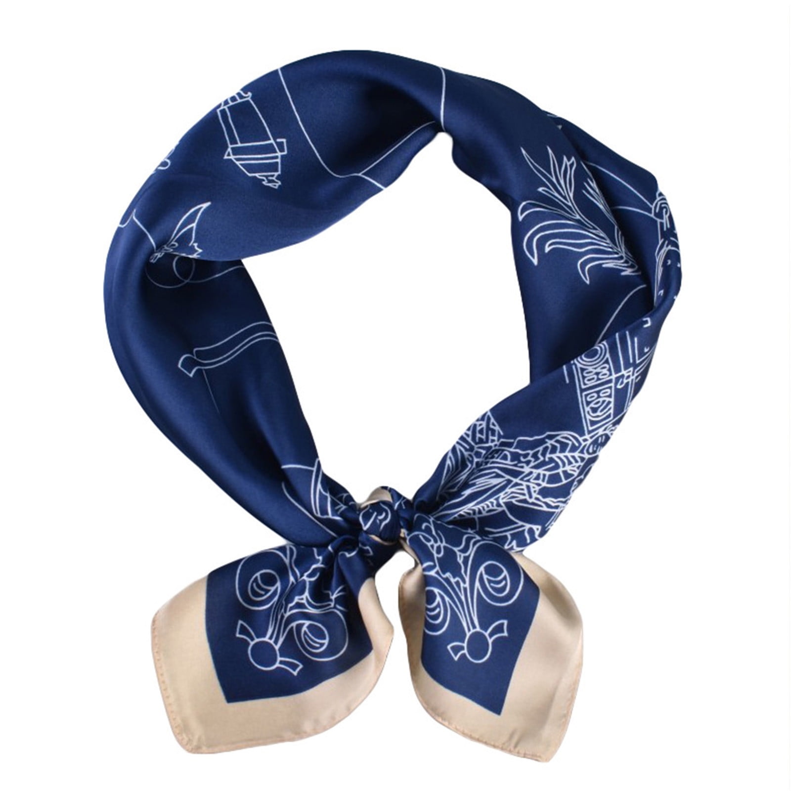 Casual Square Scarf for Women Flower Printed Silk Scarf Printing Square ...