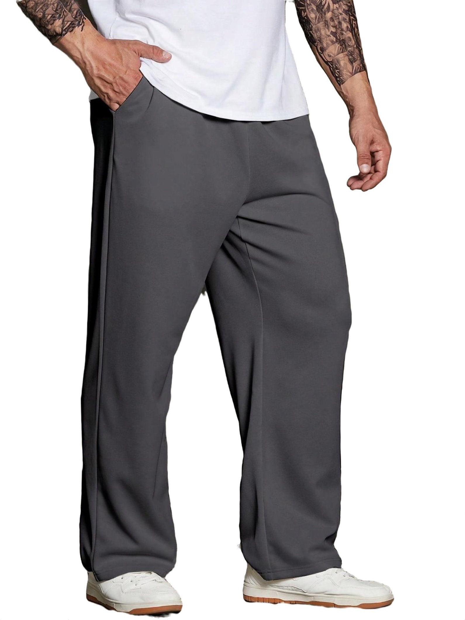 Casual Straight Leg Dark Grey Men Plus Size Pants (Men's) - Walmart.com
