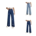 Casual Straight Leg Denim Jeans for Women High Waisted, Stretch Comfort ...