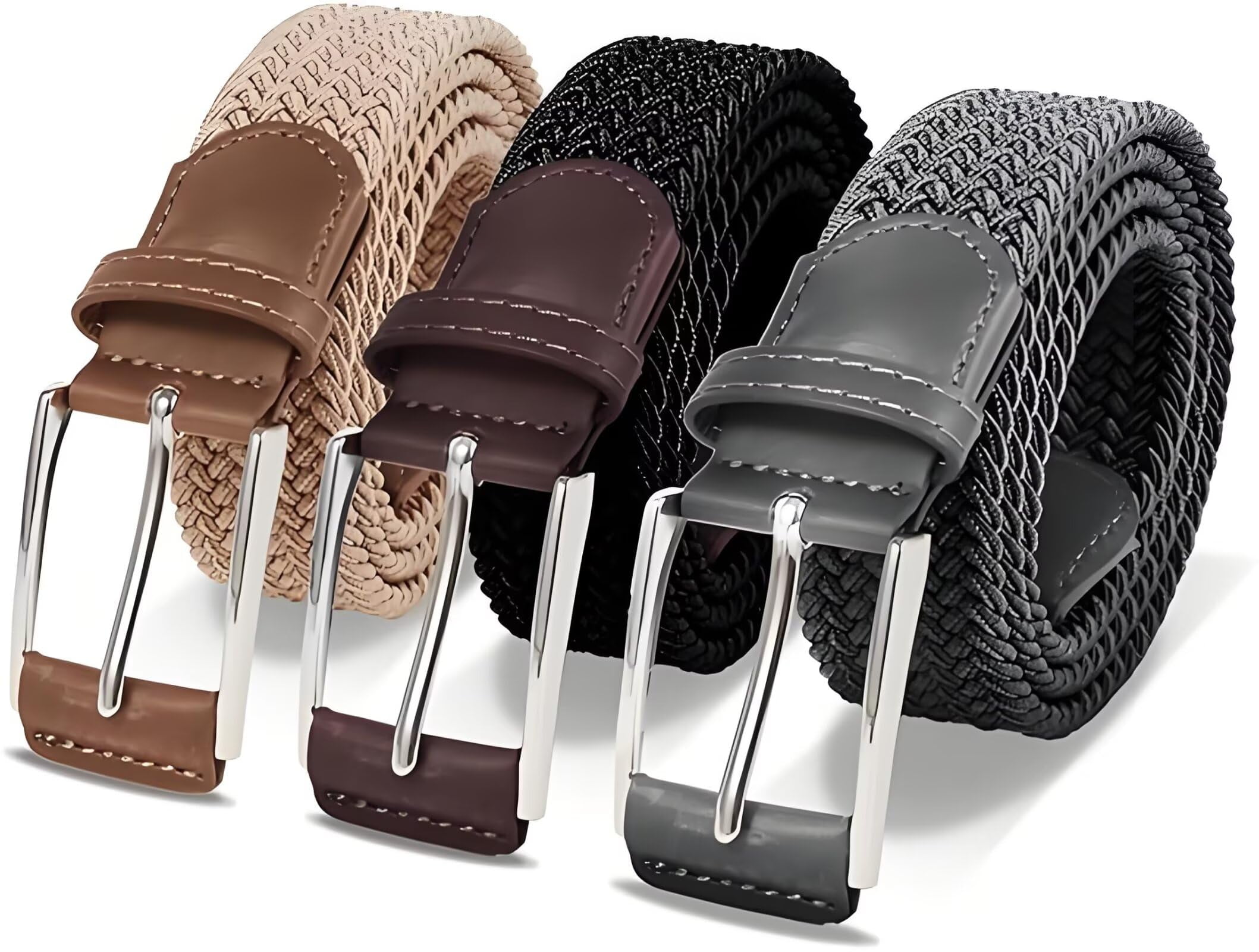 Casual Stretch Belts for Men, Adjustable Braided Mens Elastic Belt ...