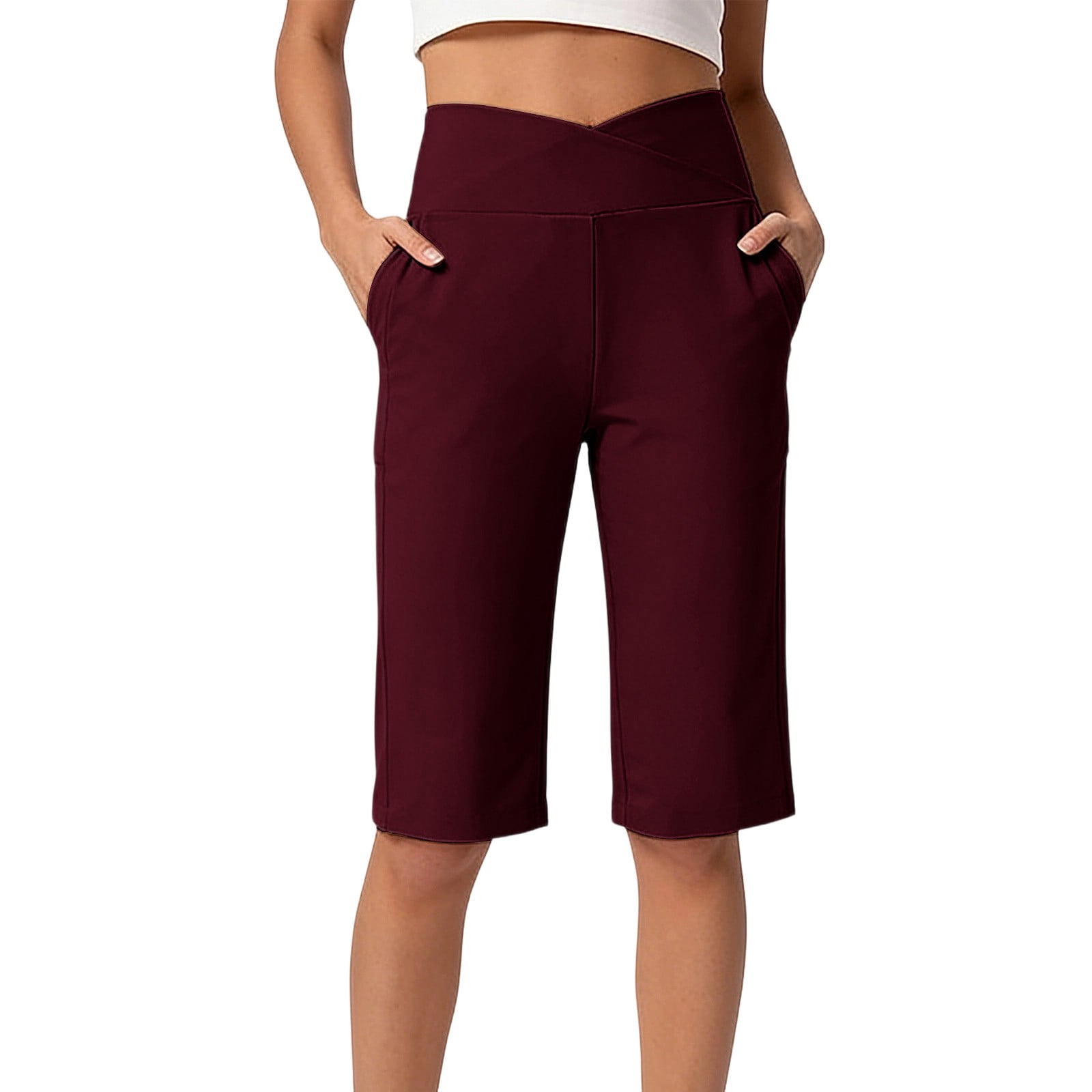 Casual Stretch Fitness Pants for Women with Pockets - Comfortable Solid ...