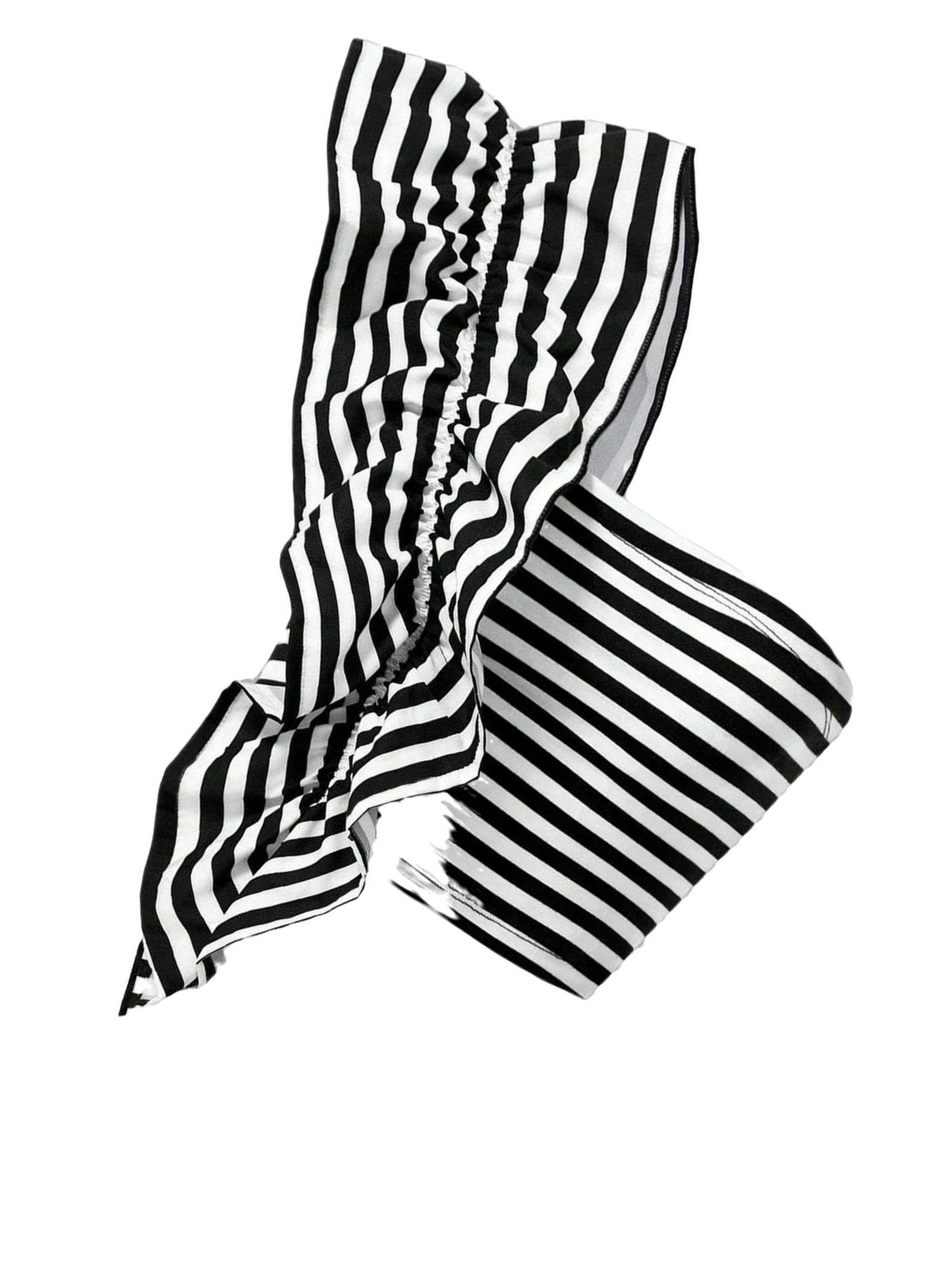 Casual Striped Asymmetrical Neck Sleeveless Black And White Plus Size Women Tops Womens