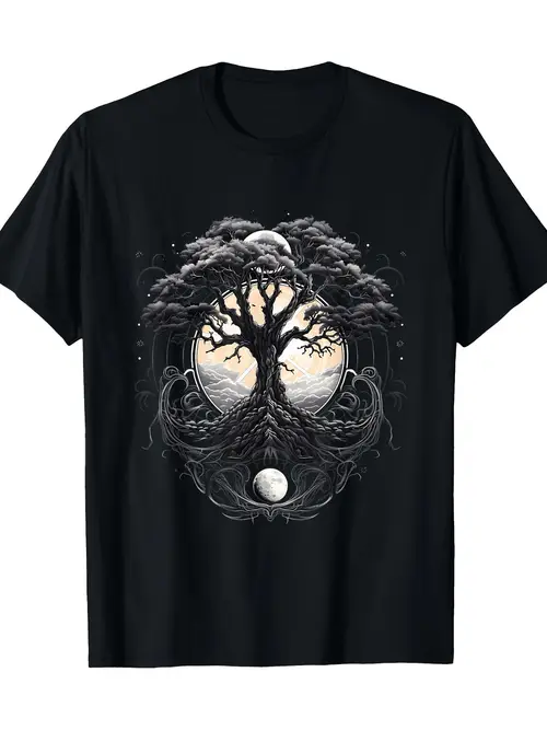 [Casual Style] Men's 100% Cotton Graphic T-Shirt - Geometric Tree of ...