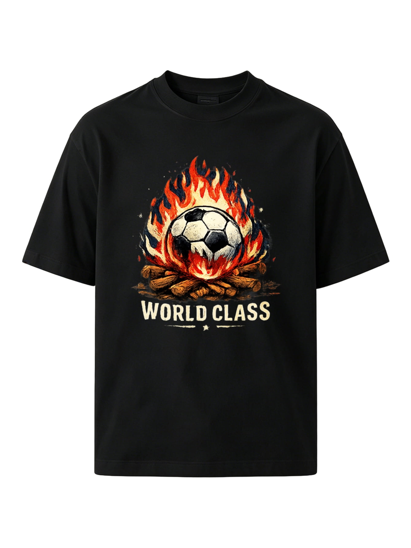 Casual Style Men's T-Shirt Football In Flames World Class Text Sporty ...