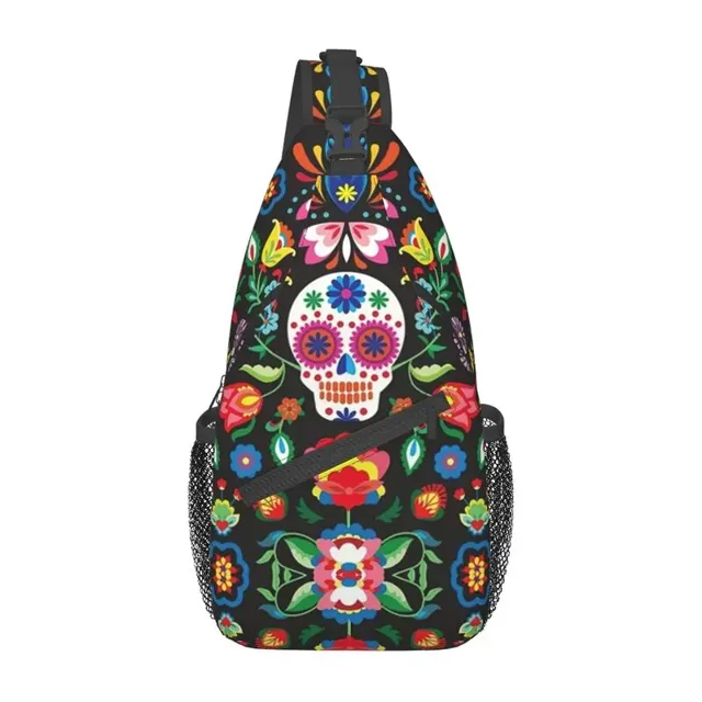 Casual Sugar Skulls Crossbody Sling Backpack Men Mexican Flower ...