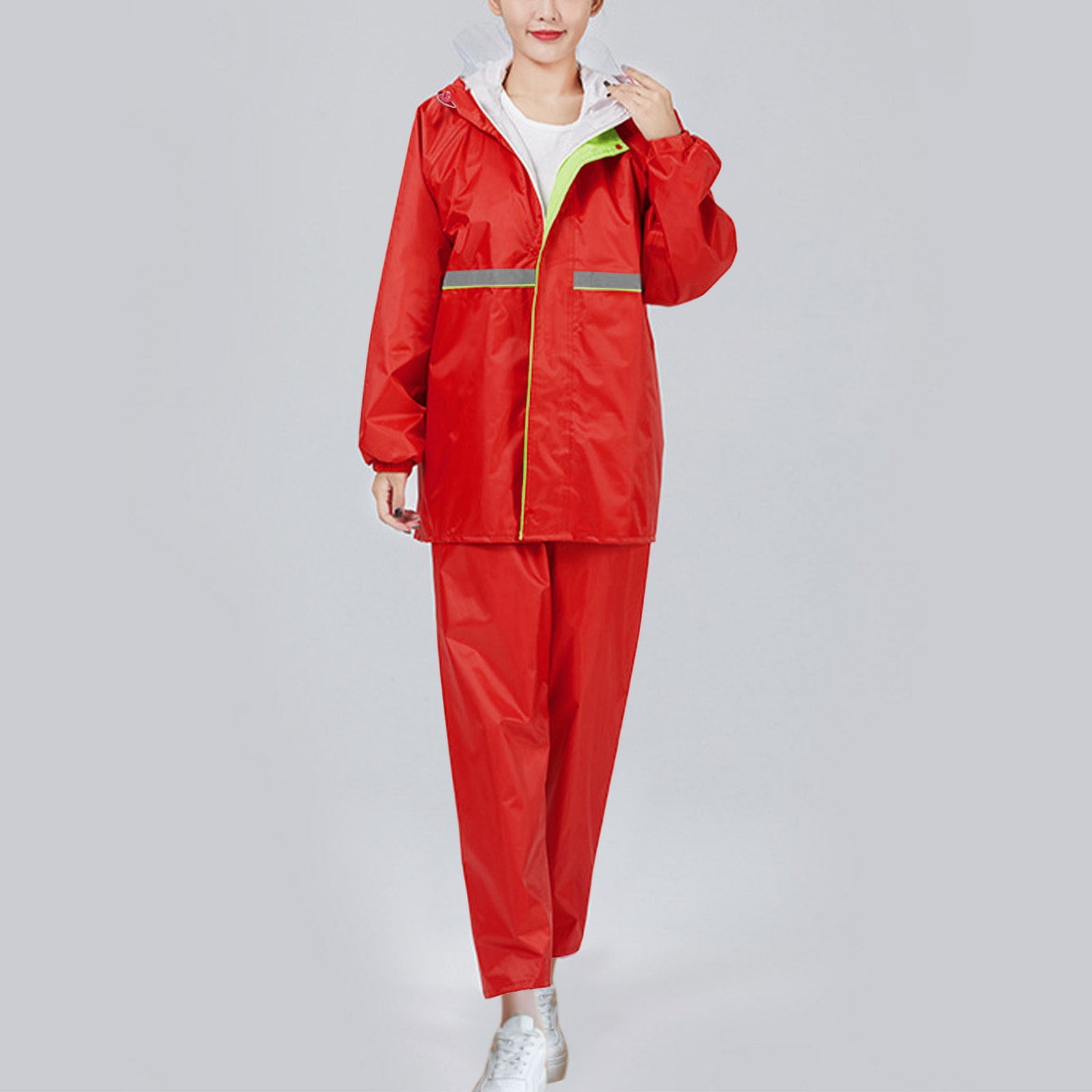 Casual Suit Set Women's Cloth Night Reflective Split Raincoat Rain ...