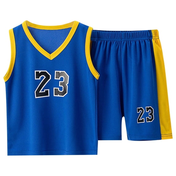 Casual Suit for Boys Basketball Sports Vest Sleeveless 2 Piece V Neck ...