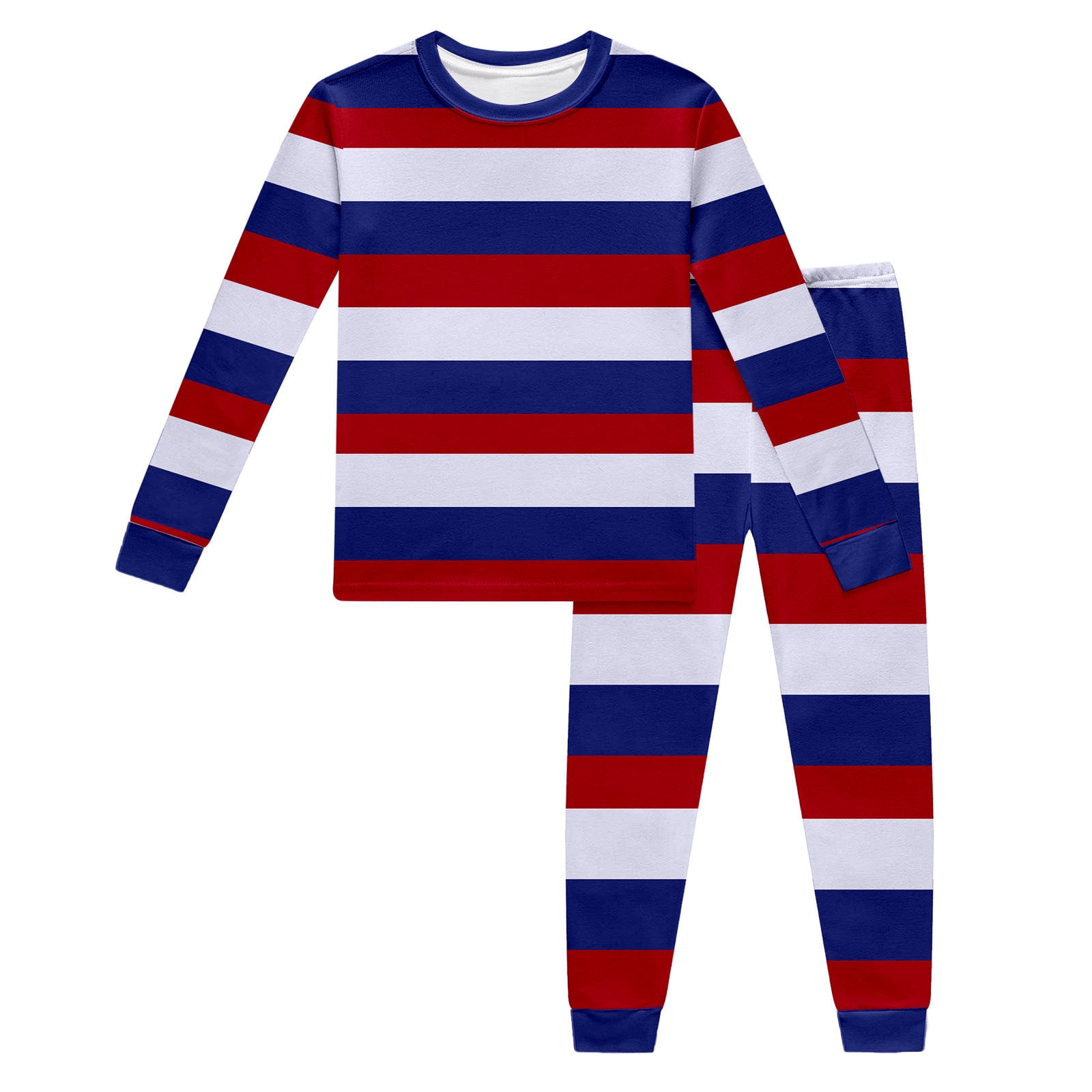 Casual Suit for Girls Cartoon Striped Print Long Sleeve Top Pants Play ...