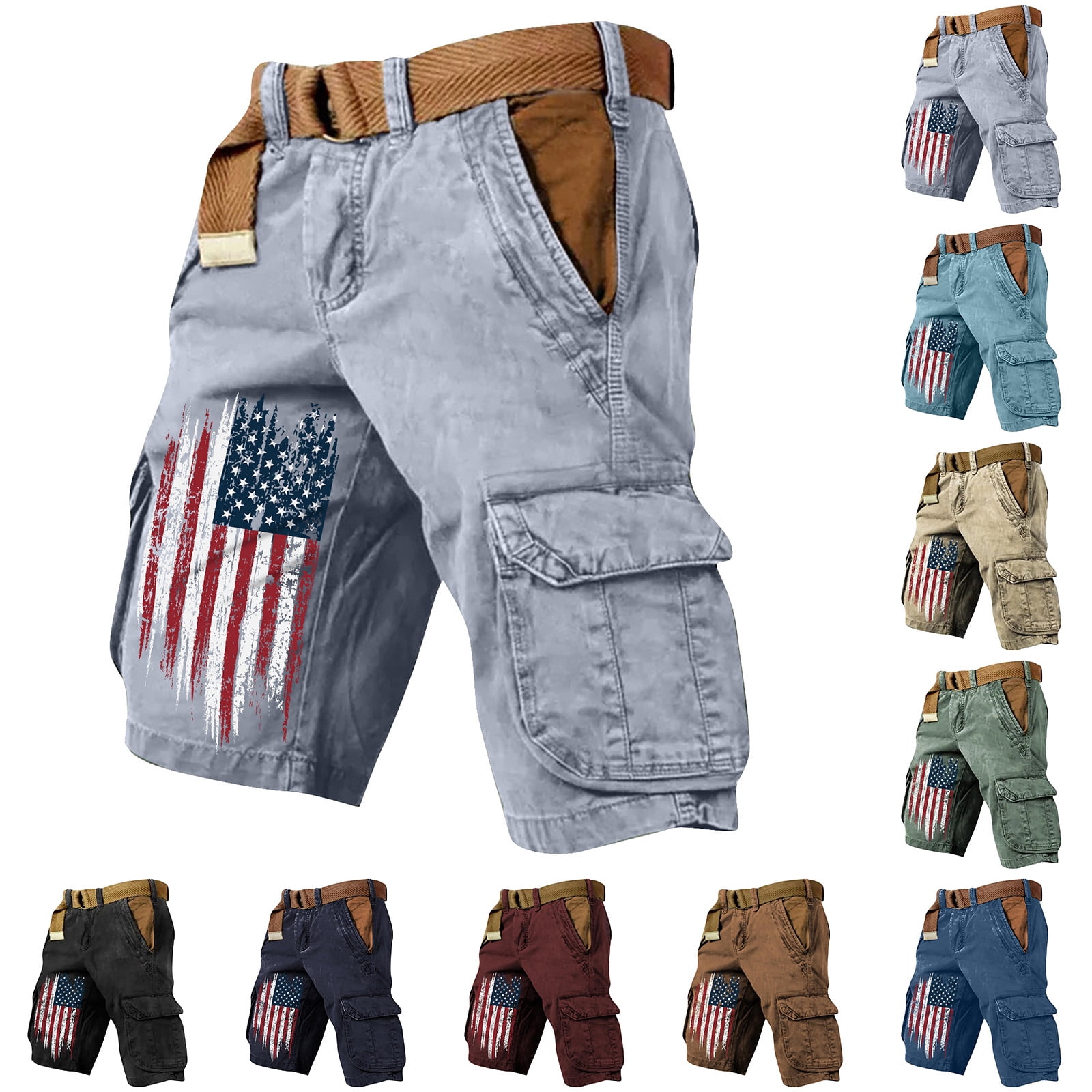 Casual Summer Board Shorts with Large Side Pockets and Belt Loops ...