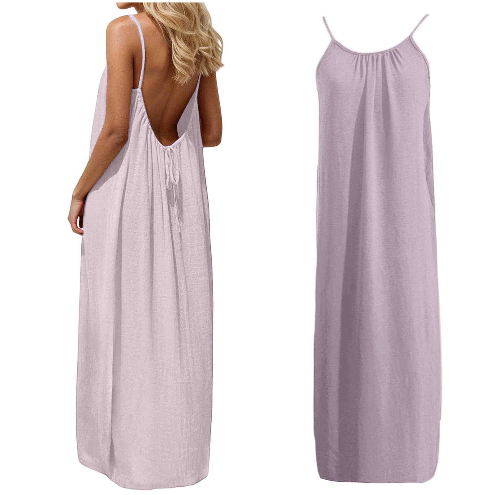 Casual Summer Dresses for Women 2026 Sleeveless Open Back Dress ...