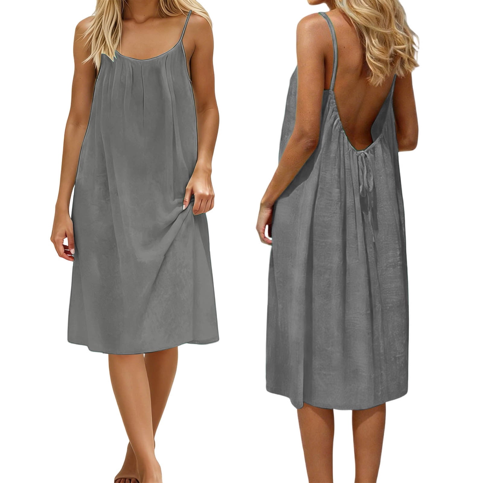 Casual Summer Dresses for Women 2026 Sleeveless Open Back Dress for ...