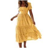 BLVB Casual Summer Dresses for Women, Short Sleeve, Square Neck ...