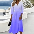 Casual Summer Dresses for Women V Neck 3/4 Sleeve Fitted Waist Dresses ...