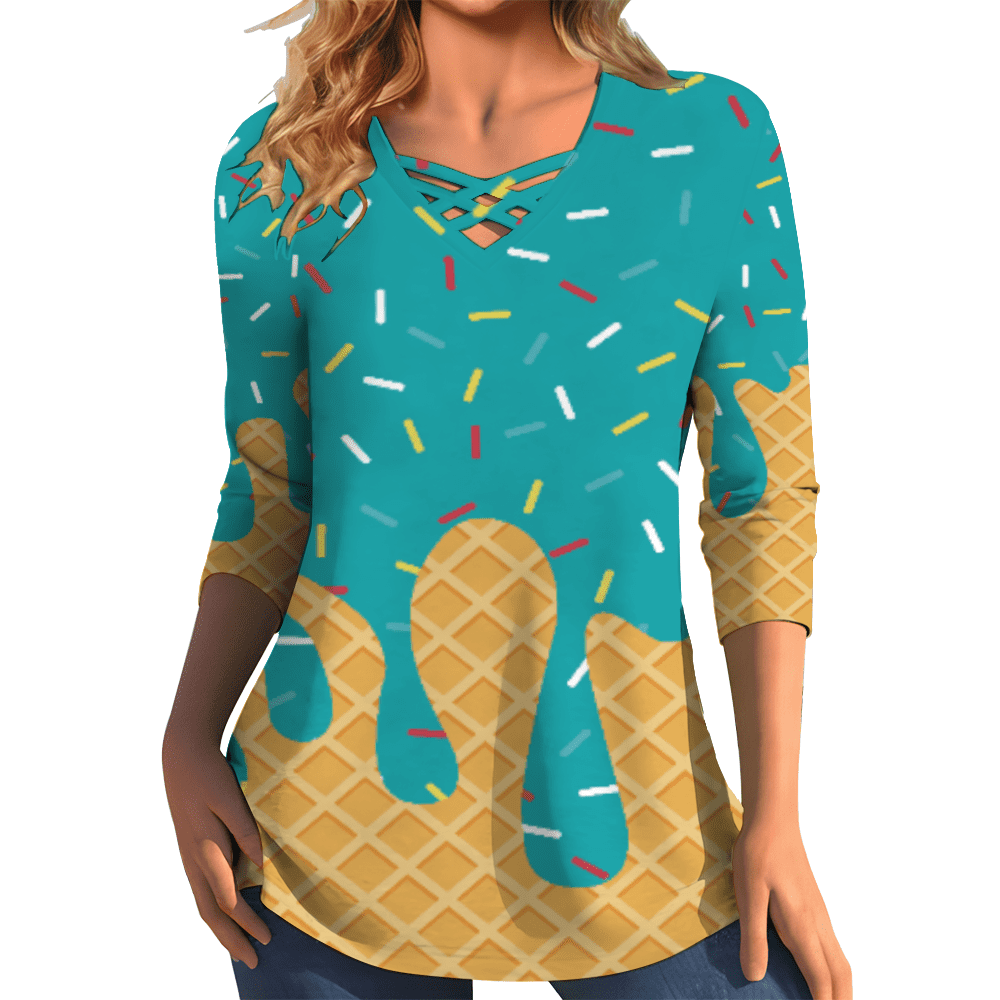 Casual Summer V Neck Long Sleeve Top for Everyday Wear Versatile Basic ...