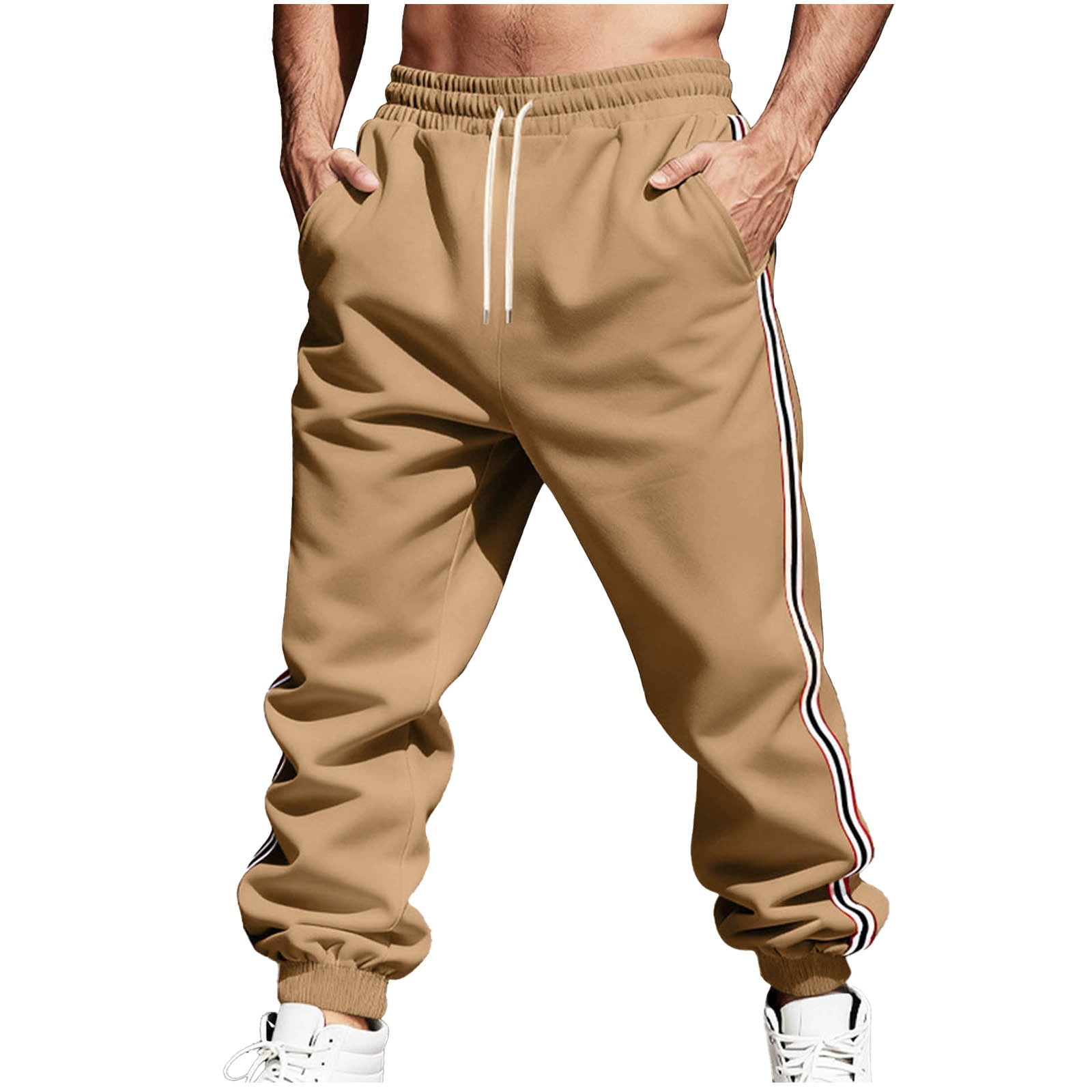 Casual Sweatpants for Men Stripe Print Workout Jogger Sweatpants for ...